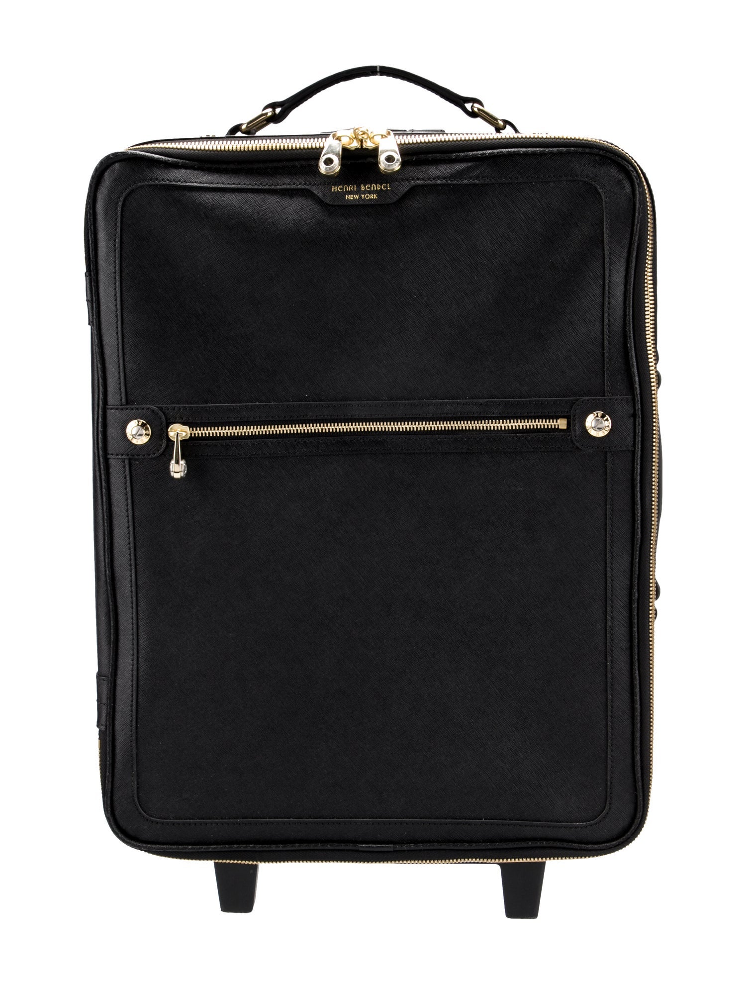 Henri Bendel Saffiano Leather Suitcase - Black Luggage and Travel ...