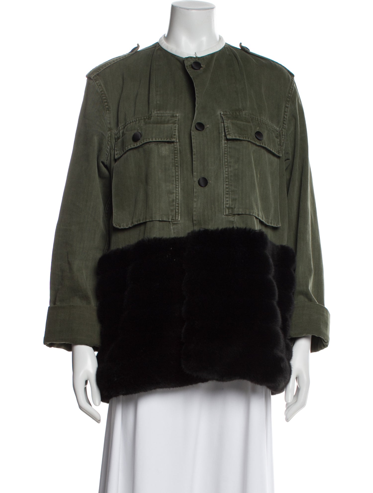 Harvey Faircloth Colorblock Pattern Utility Jacket - Green Jackets ...