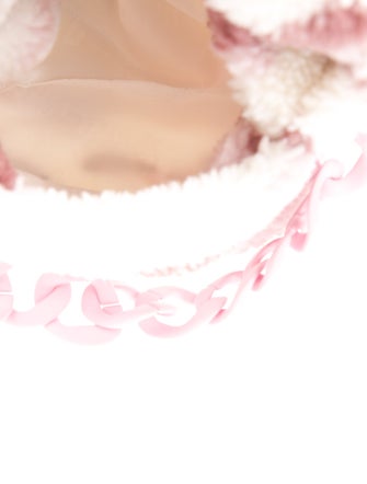 Heurueh Chain-Link Trimmed Faux Fur Handle Bag - White Handle Bags ...