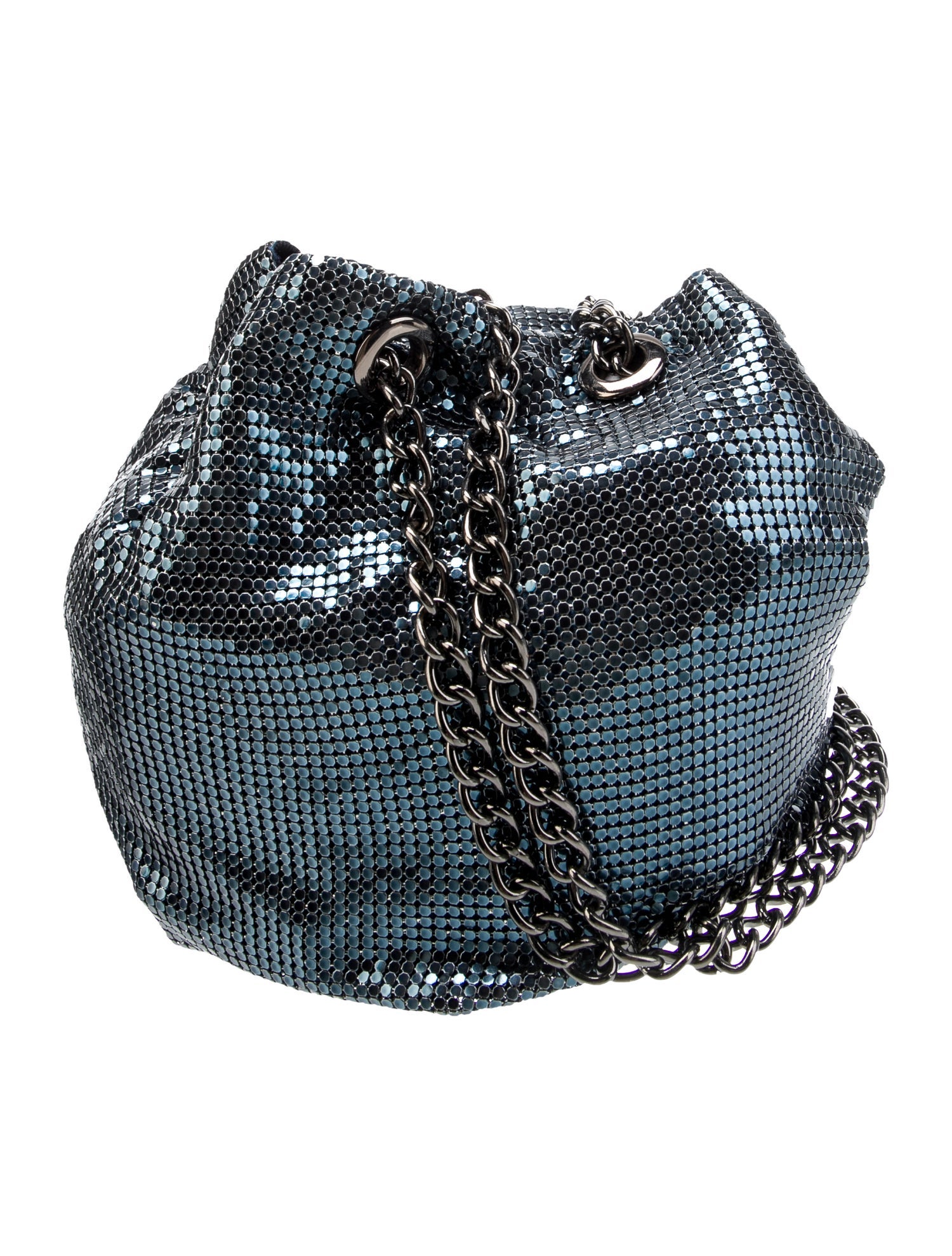 Whiting & Davis Metal Bucket Bag - Blue Shoulder Bags, Handbags ...