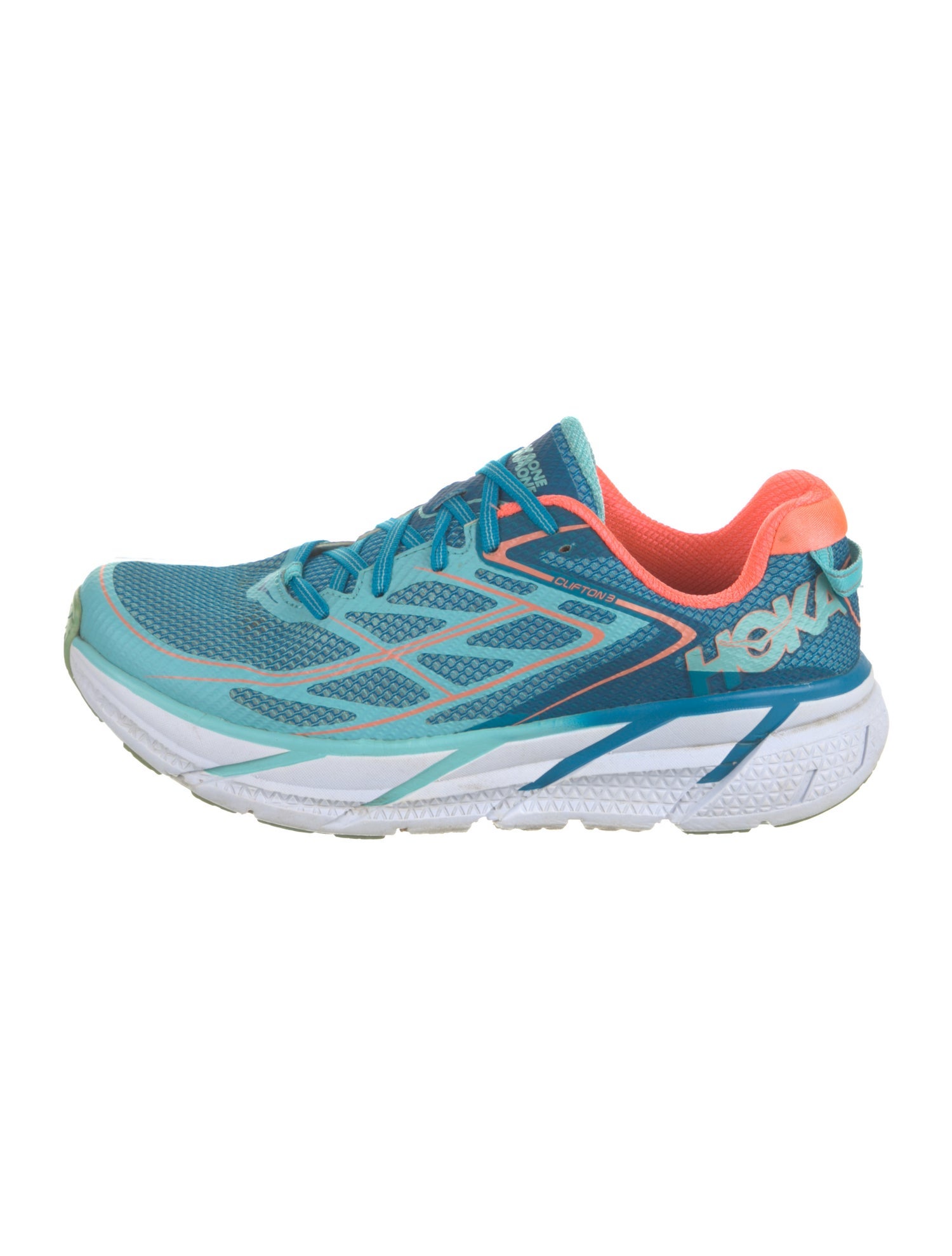 Hoka One One Colorblock Pattern Athletic Sneakers - Blue Sneakers ...