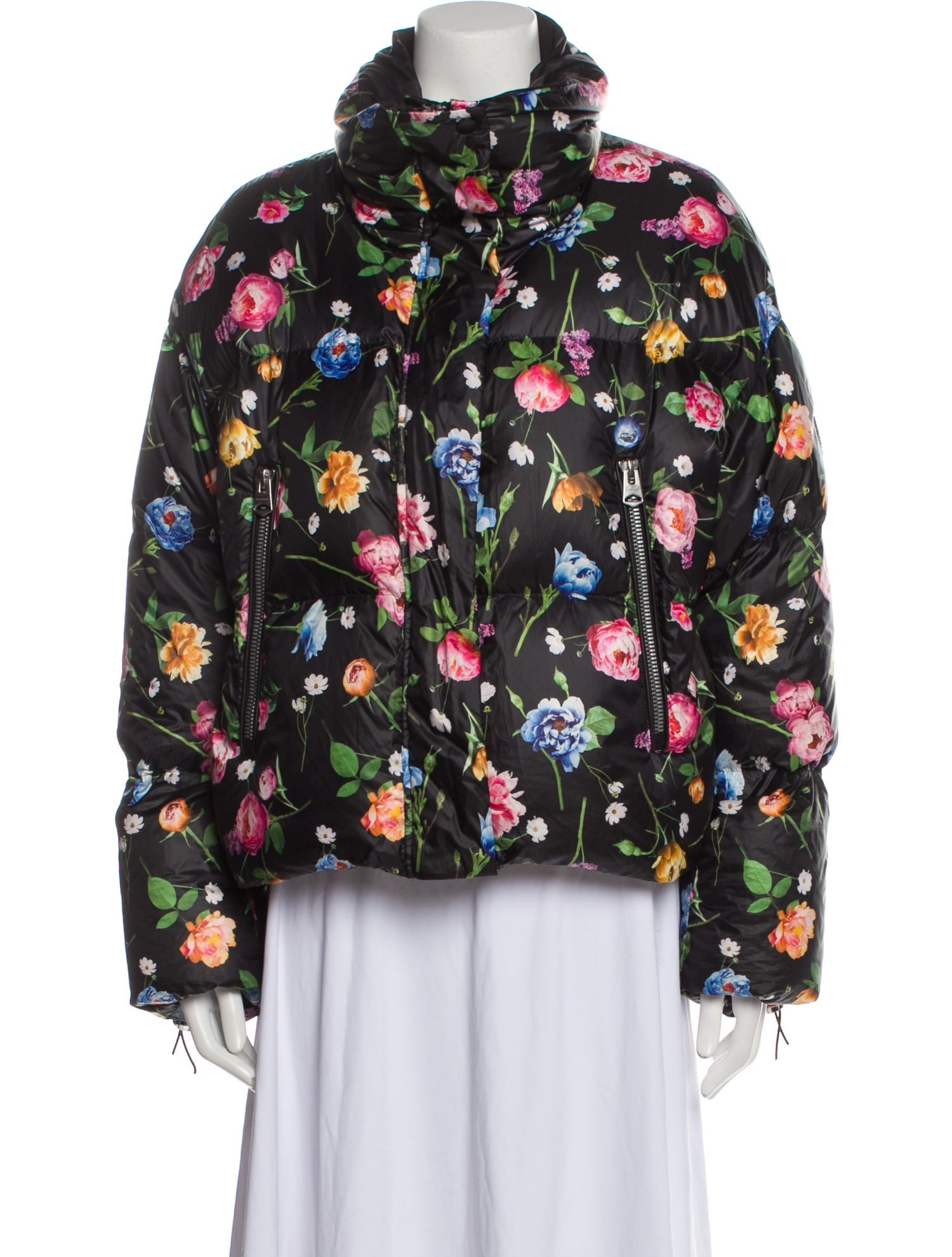 Moncler Floral Print Down Jacket - Purple Jackets, Clothing - MOC130892 ...