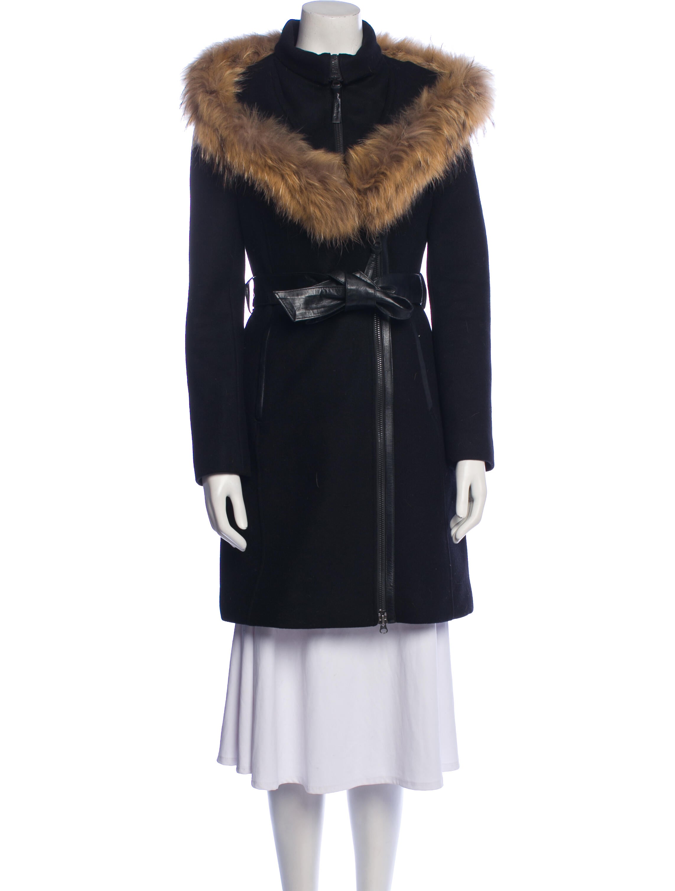 Mackage Wool Colorblock Pattern Fur Coat - Black Coats, Clothing ...