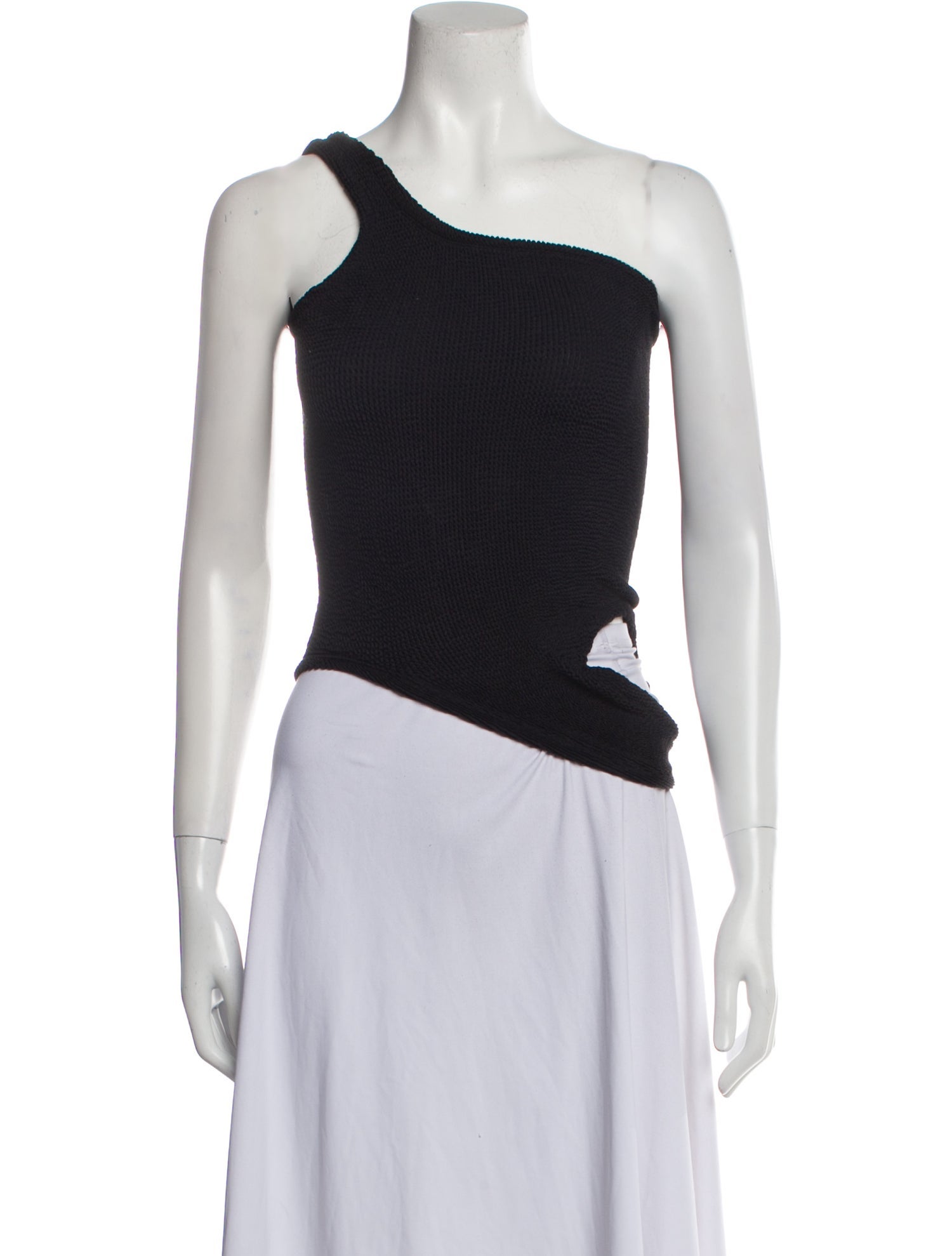 Hunza G One-Shoulder Sleeveless Crop Top - Blue Tops, Clothing ...