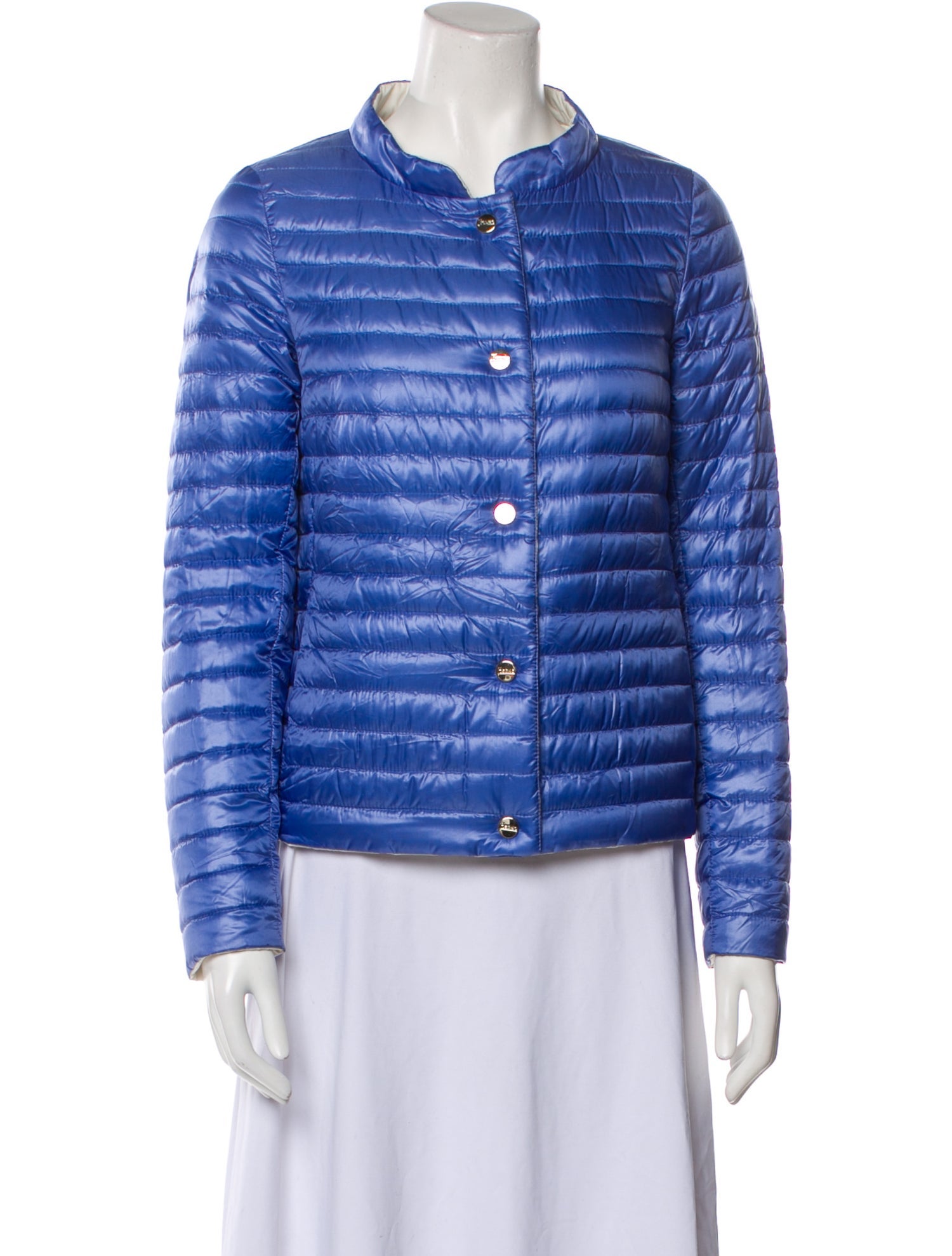 Herno Striped Down Jacket - Blue Jackets, Clothing - WHRNO30823 | The RealReal