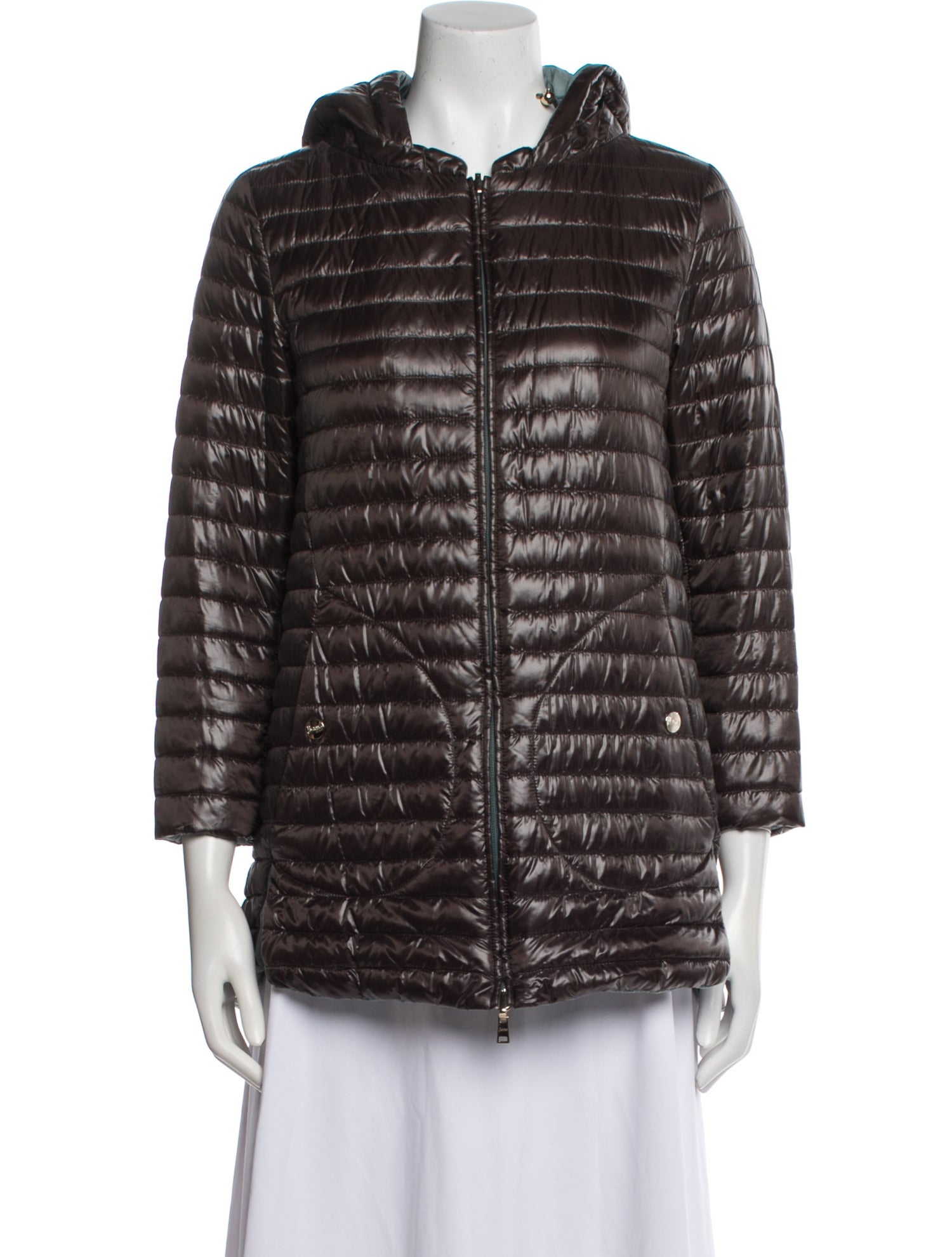 Herno Nylon Striped Down Jacket - Blue Jackets, Clothing - WHRNO35909 | The RealReal