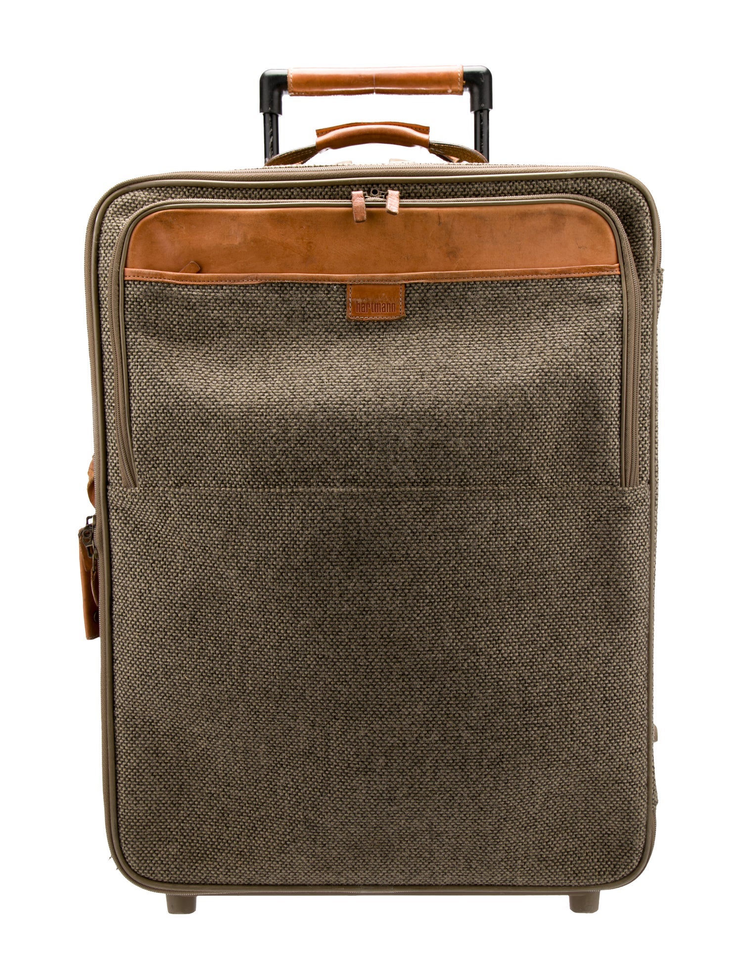 Hartmann Tweed Leather-Trimmed Suitcase - Neutrals Suitcases, Luggage ...