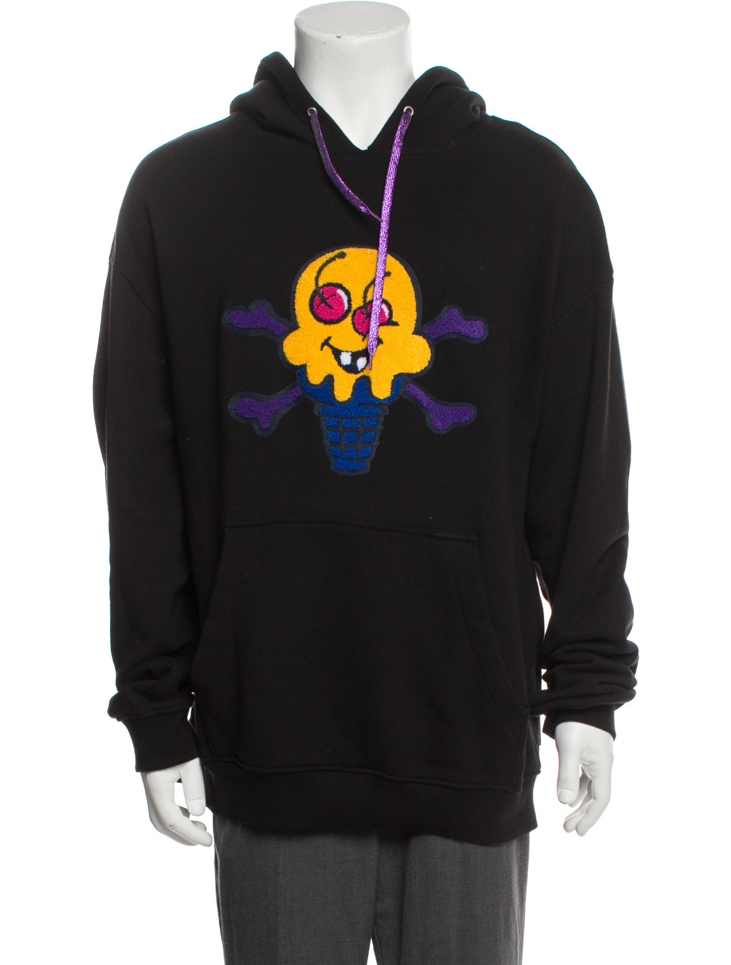 ICECREAM Graphic Print Crew Neck Hoodie - Black Sweatshirts & Hoodies ...