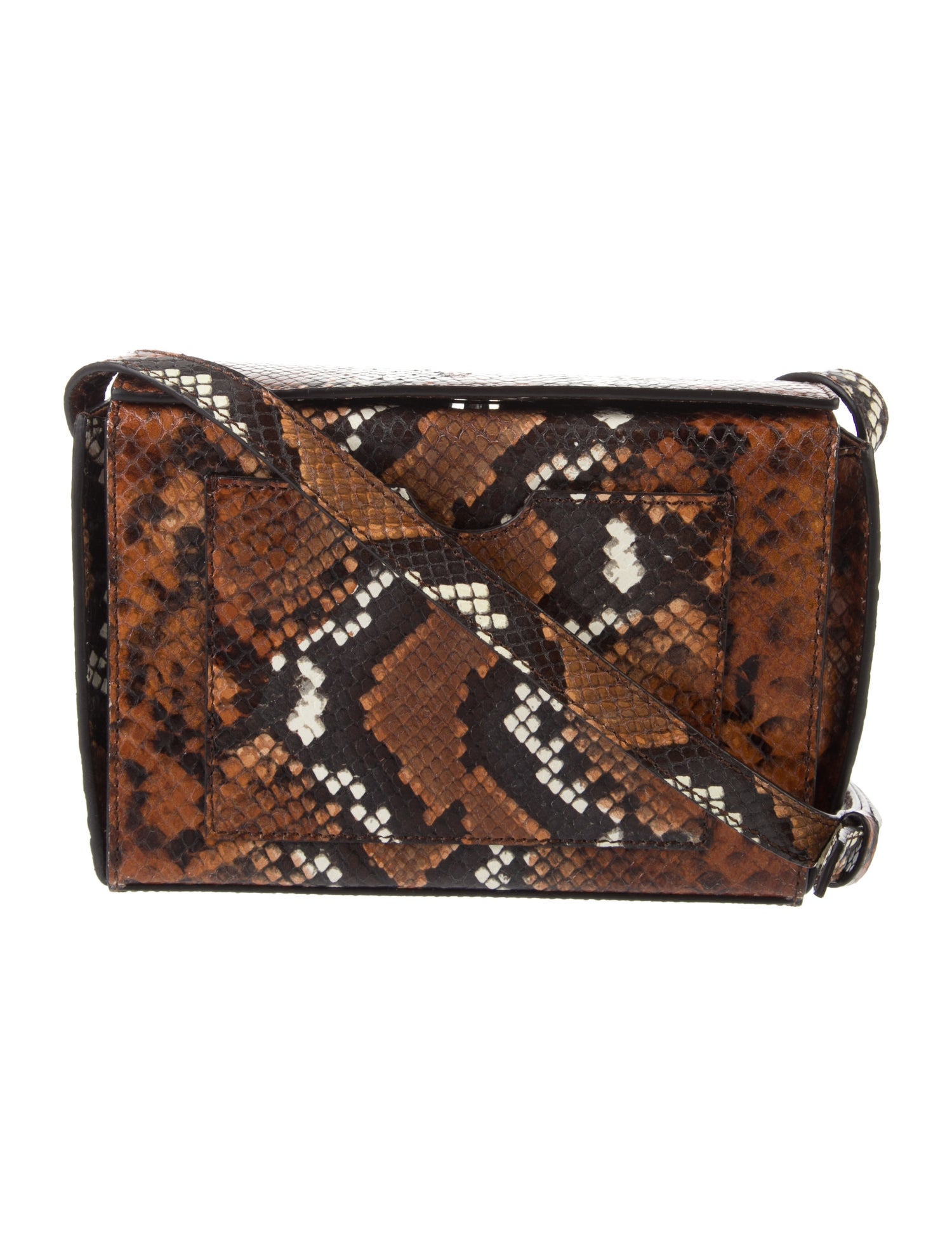 Miista Snakeskin Crossbody - Brown Crossbody Bags, Handbags ...
