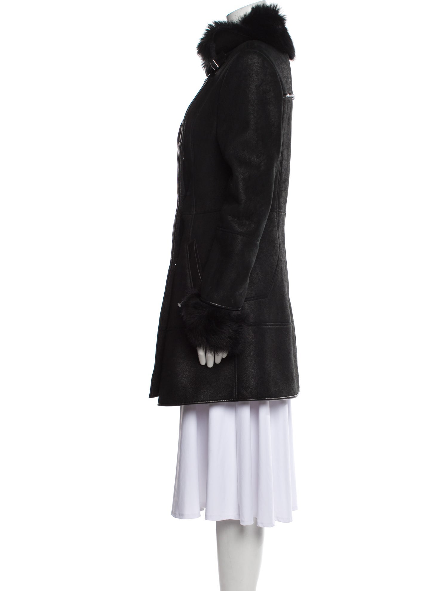 Intuition Paris Shearling Fur Coat - Black Coats, Clothing - WINTP20129 ...