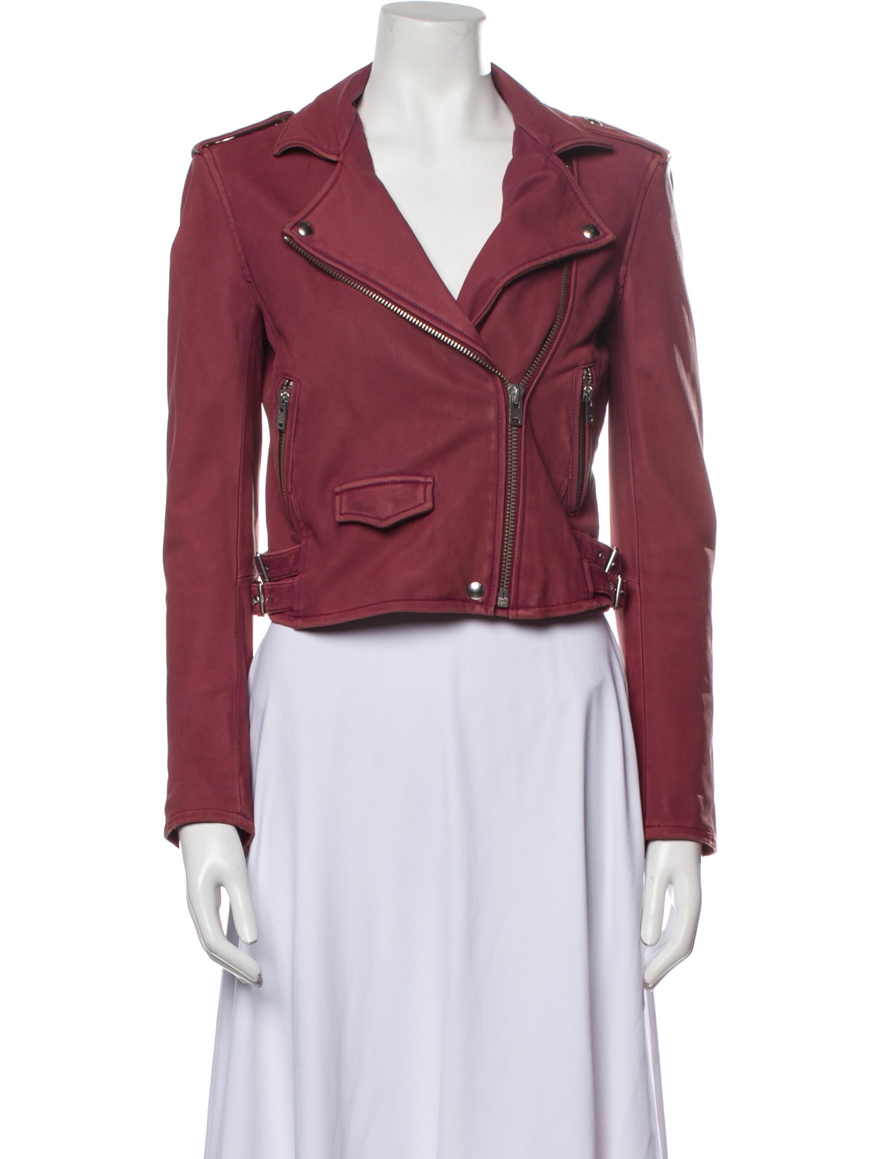 Iro Lamb Leather Biker Jacket - Red Jackets, Clothing - WIR127312 | The ...