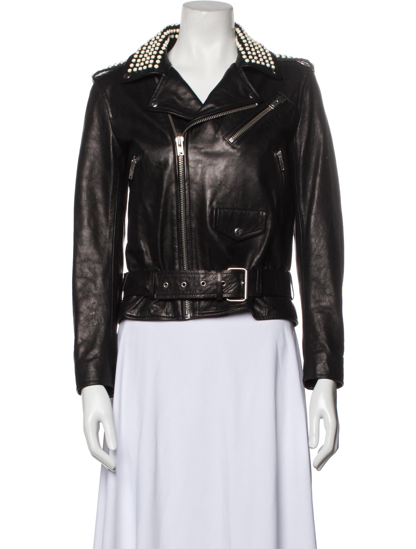 Acne Studios Lamb Leather Biker Jacket - Black Jackets, Clothing ...