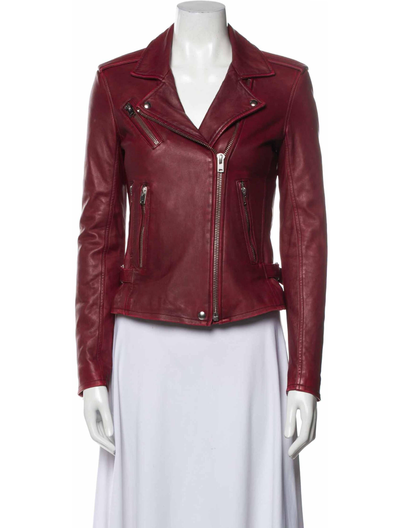 Iro Lamb Leather Biker Jacket w/ Tags - Red Jackets, Clothing ...