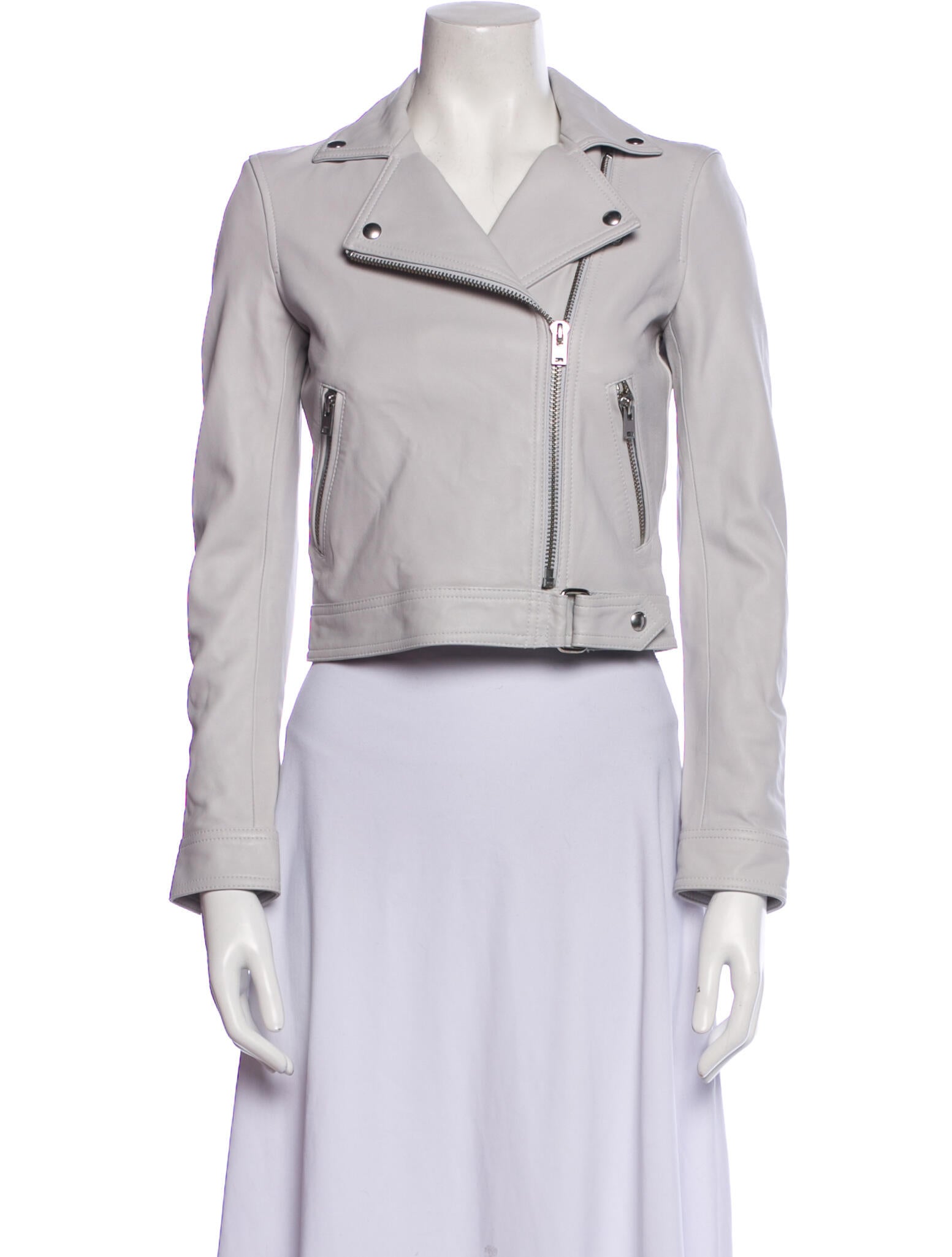 Iro Lamb Leather Biker Jacket - Grey Jackets, Clothing - WIR137207 ...