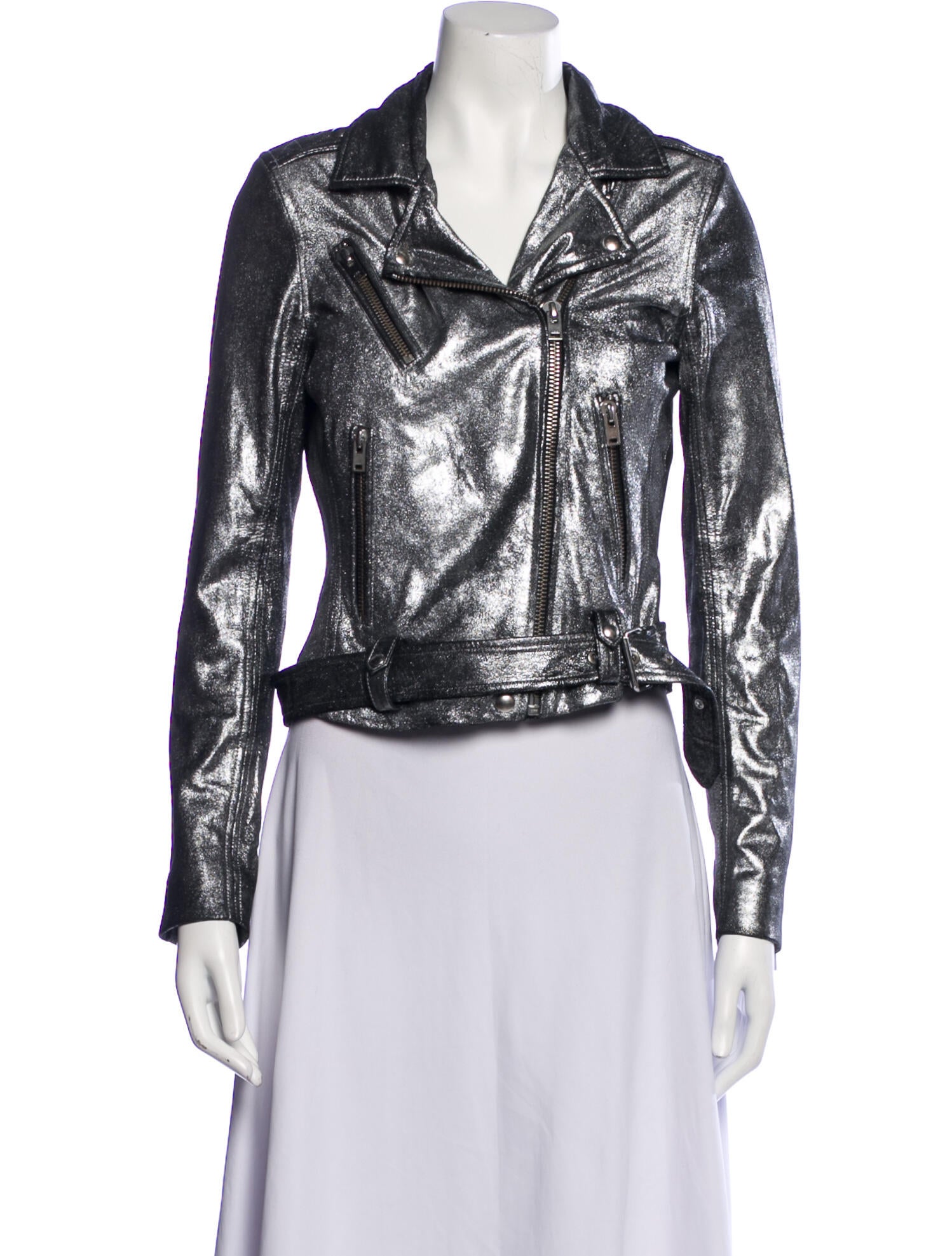Iro Lamb Leather Biker Jacket - Grey Jackets, Clothing - WIR144161 ...