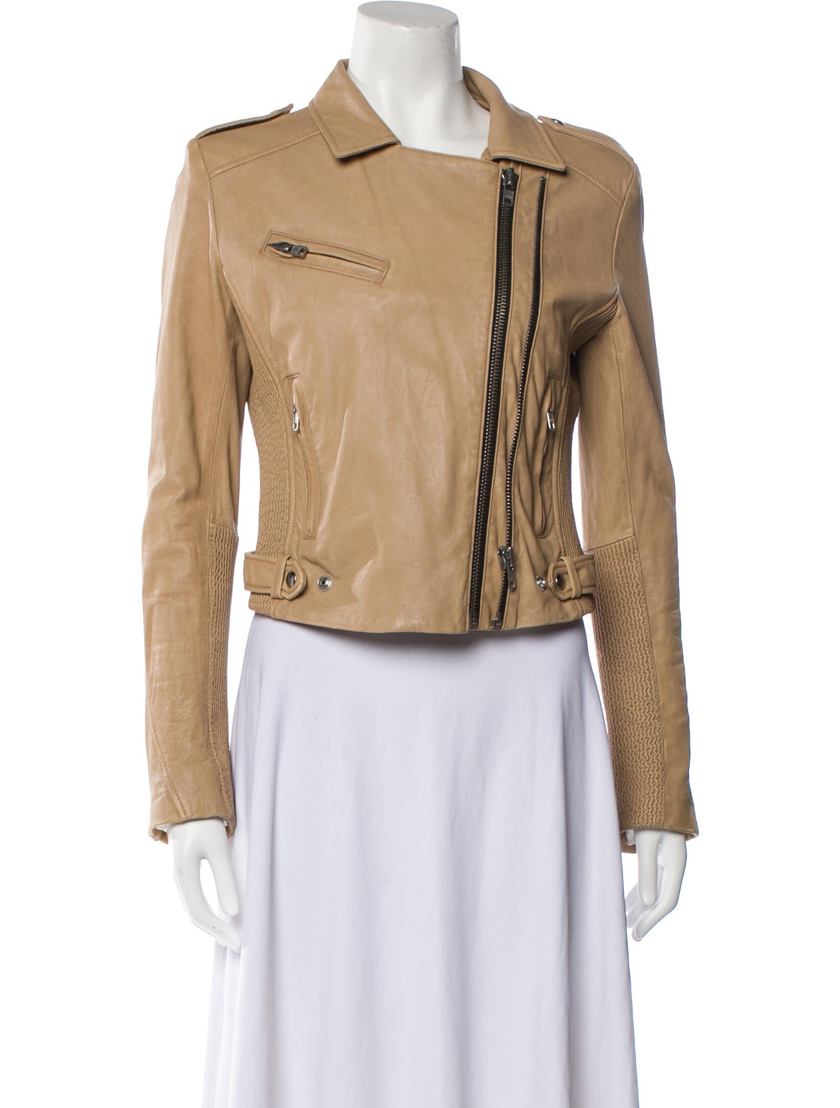 Akris Leather-Paneled Silk Jacket w/ Tags - Blue Jackets, Clothing ...