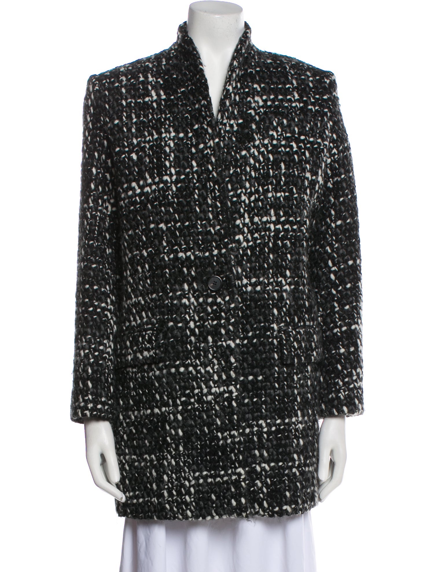 Iro Tweed Pattern Faux Fur Coat - Black Coats, Clothing - WIR146129 ...