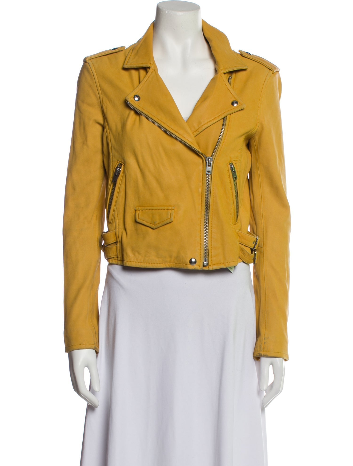 Iro Lamb Leather Biker Jacket - Yellow Jackets, Clothing - WIR153268 ...