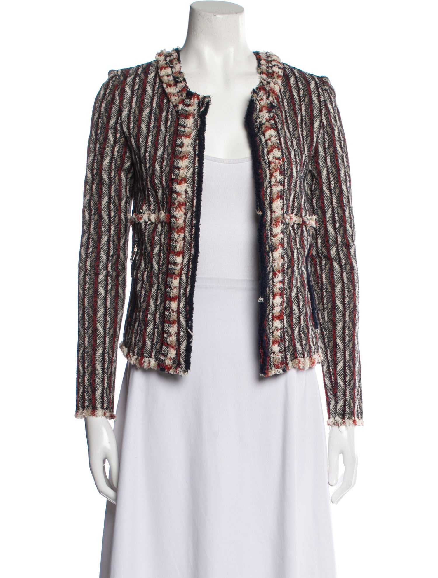 L'Agence Tweed Pattern Jacket - Blue Jackets, Clothing - WL3146248 ...