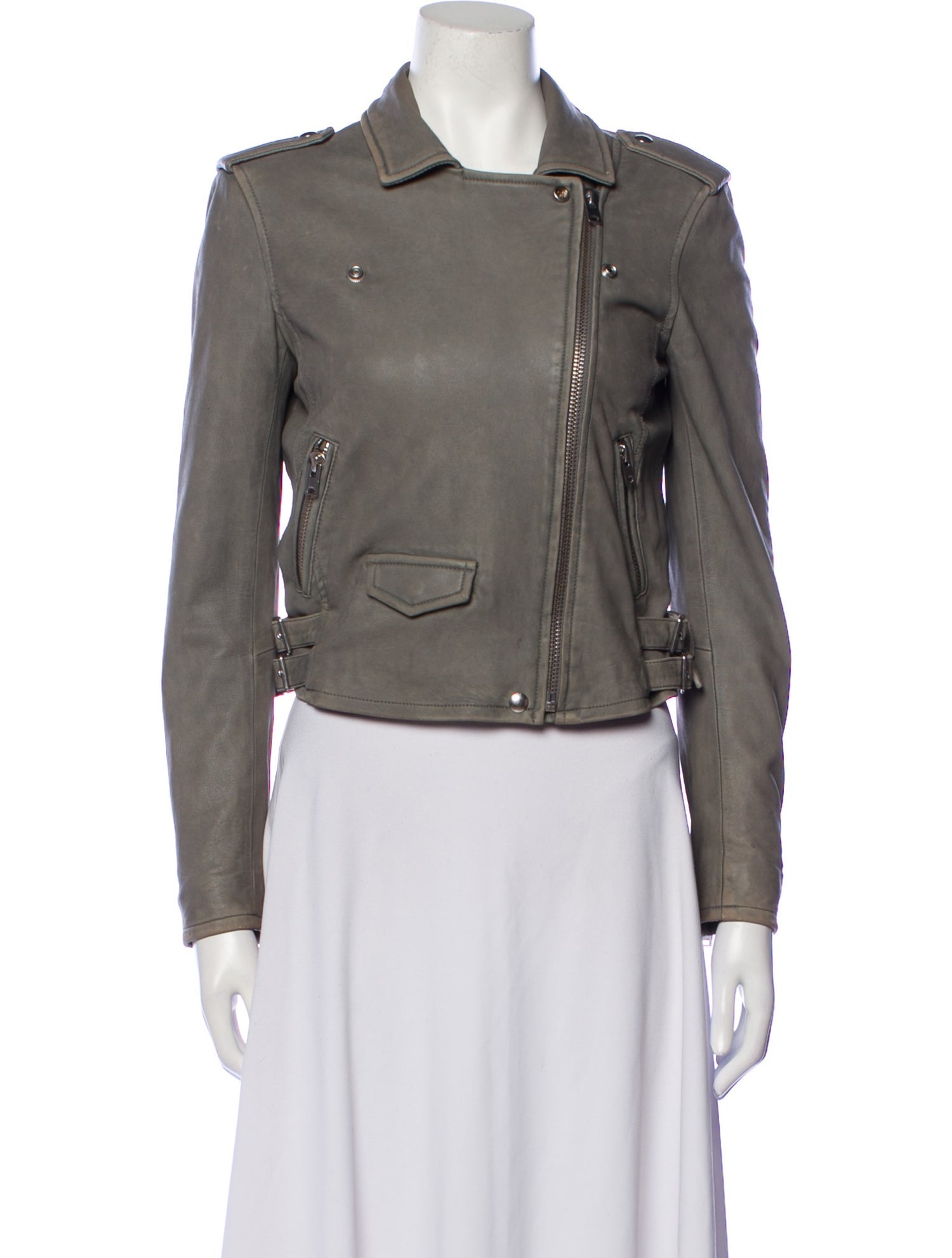 Iro Lamb Leather Biker Jacket - Grey Jackets, Clothing - WIR159667 ...