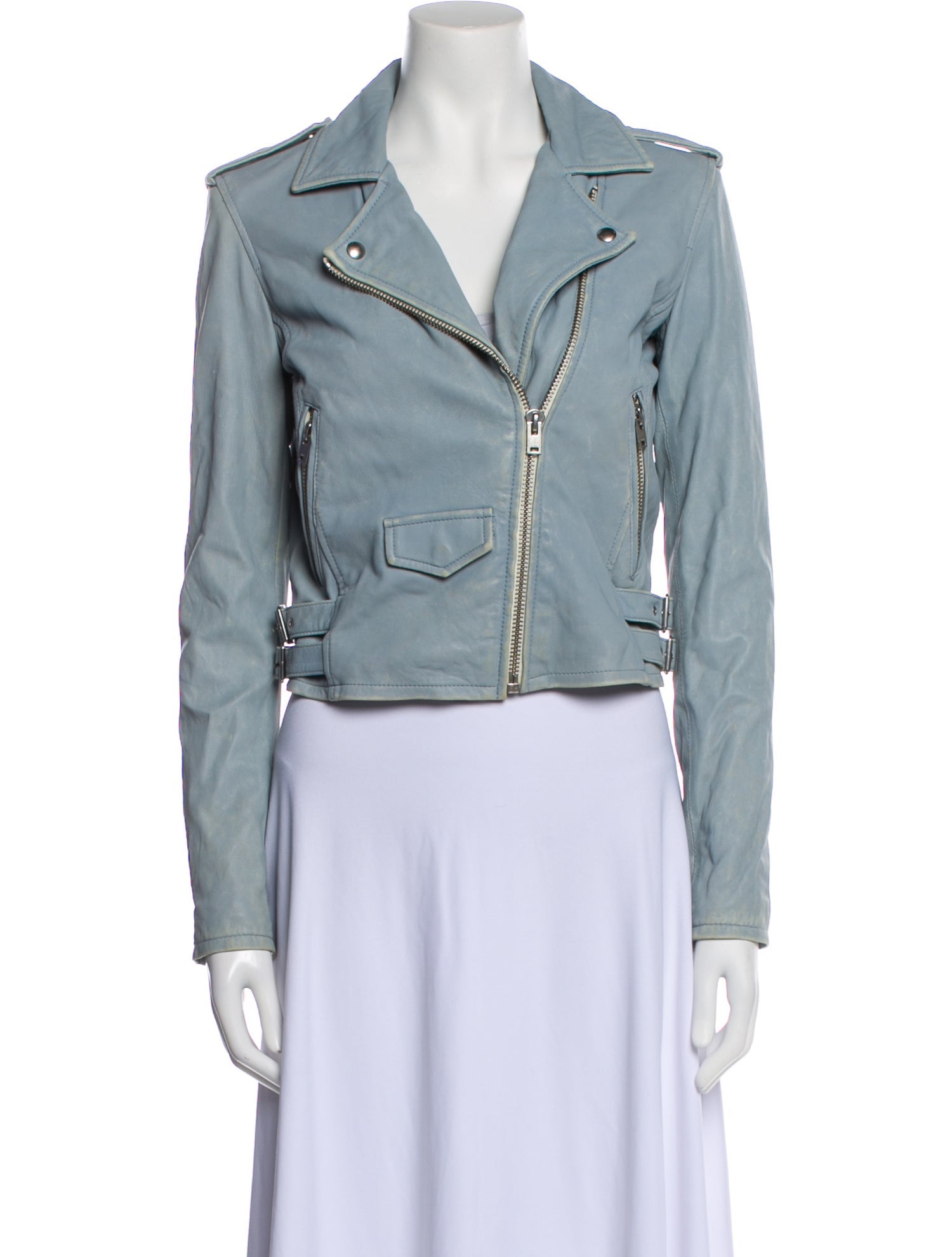 Iro Lamb Leather Biker Jacket - Blue Jackets, Clothing - WIR163938 | The RealReal