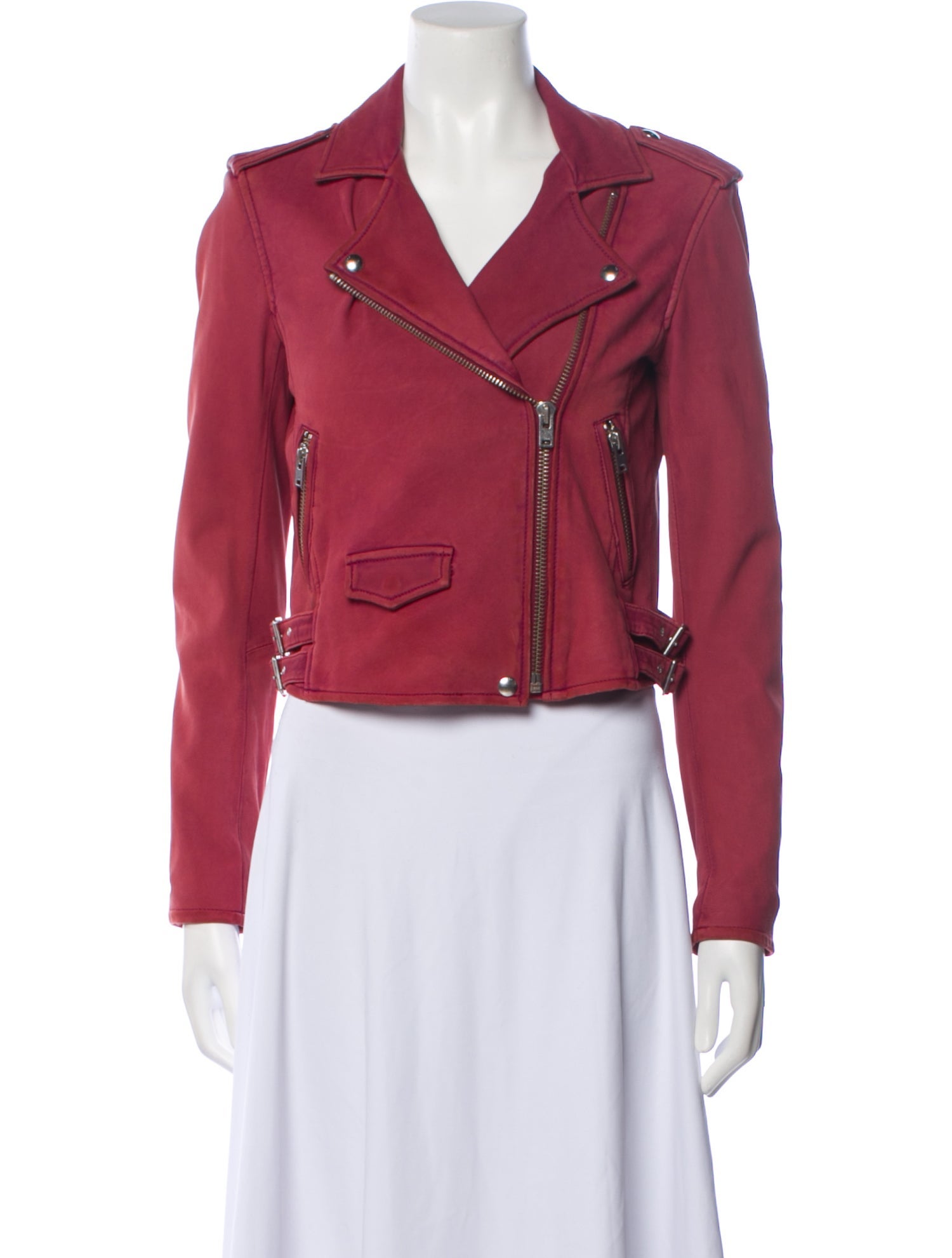 Iro Lamb Leather Biker Jacket - Red Jackets, Clothing - WIR157328 | The ...
