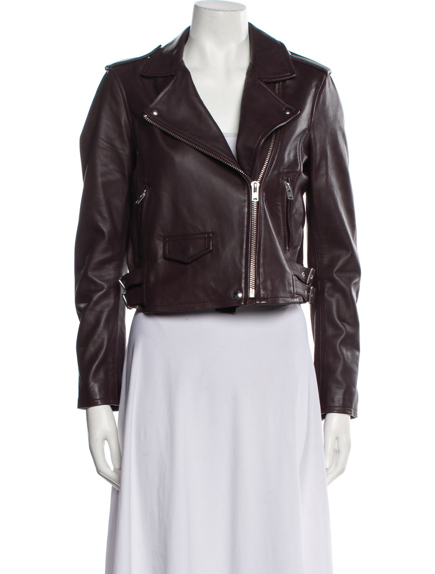 Iro Leather Biker Jacket - Burgundy Jackets, Clothing - WIR176202 | The ...