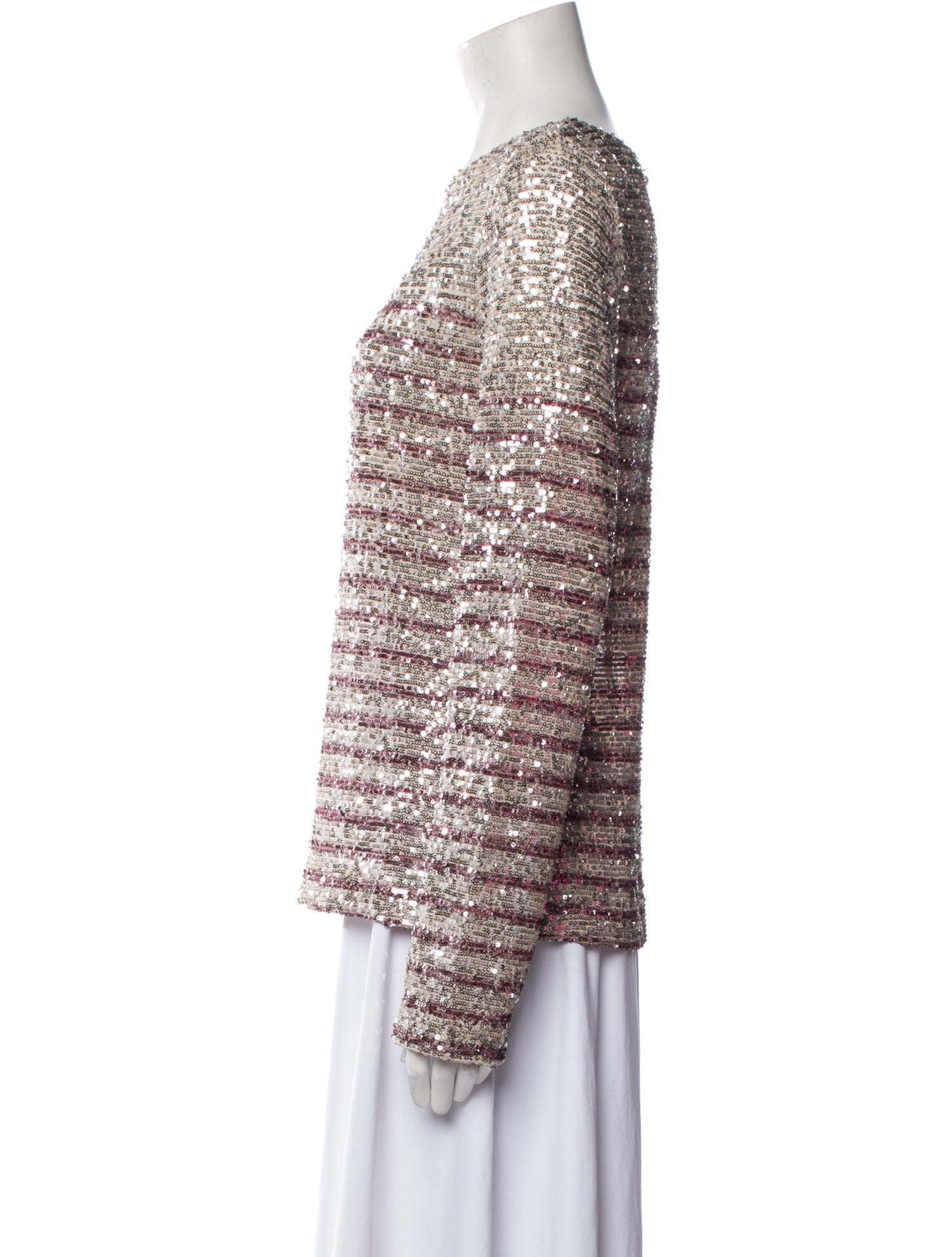 Balmain Crew Neck Long Sleeve Top - Neutrals Tops, Clothing - BAM87674 ...