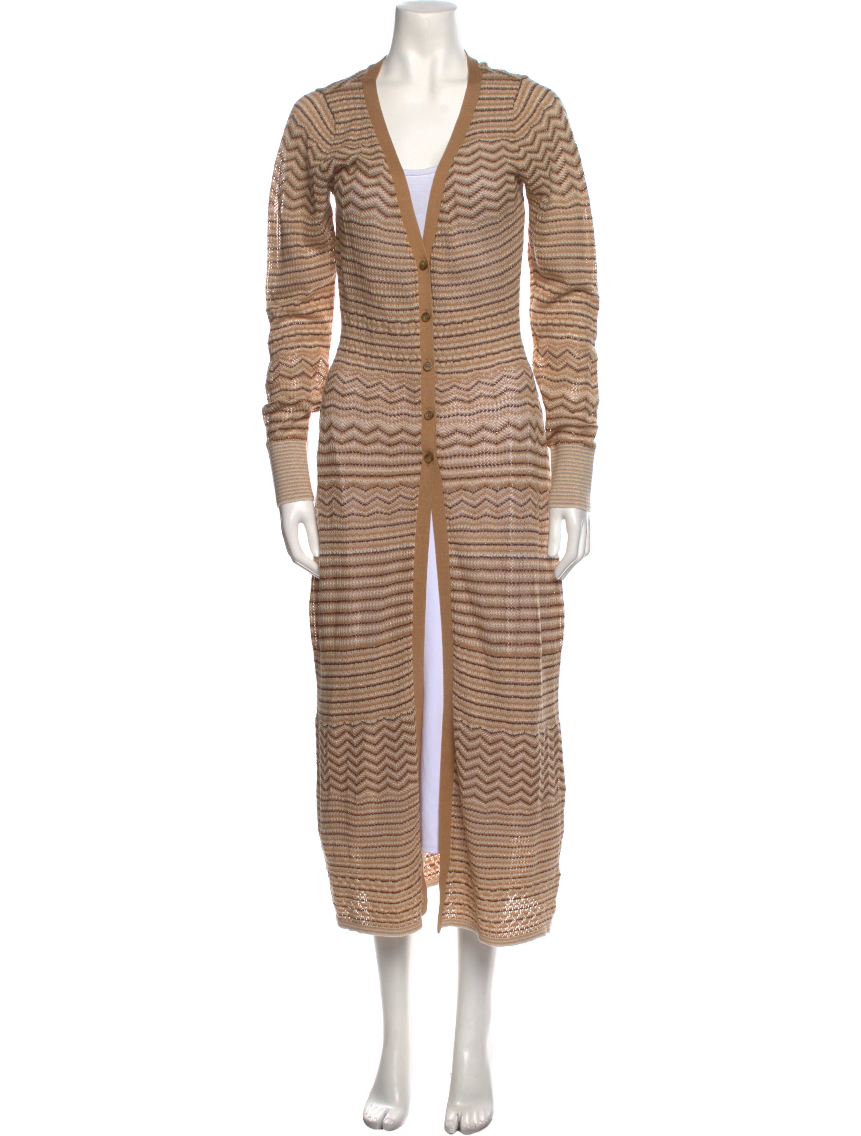 Intermix Striped V-Neck Sweater - Metallic Knitwear, Clothing ...