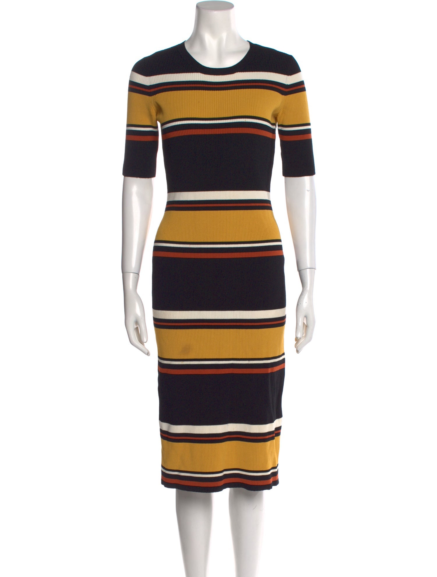 Intermix Striped Midi Length Dress - Black Dresses, Clothing - WIX41201 ...