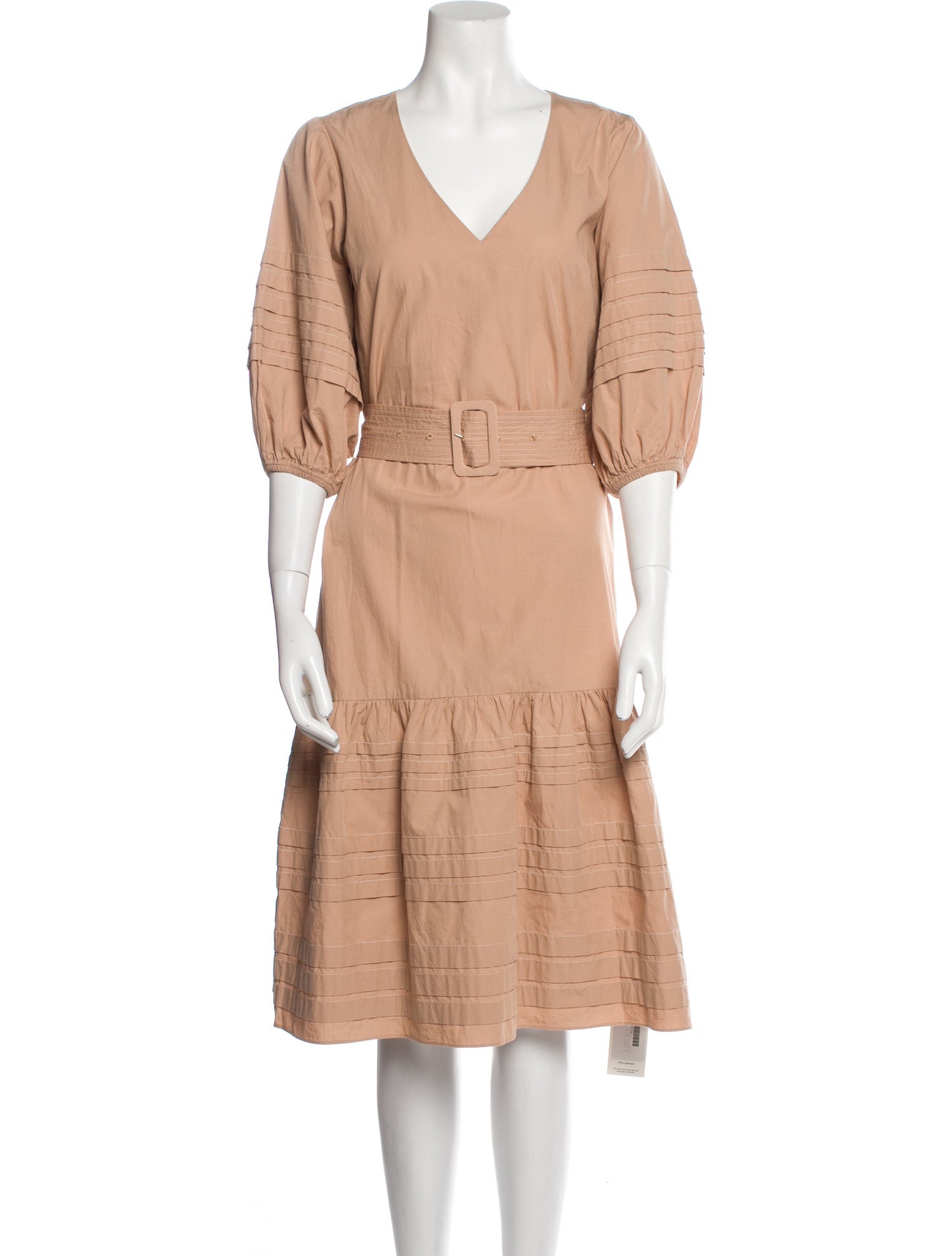 Intermix V-Neck Midi Length Dress - Neutrals Dresses, Clothing ...