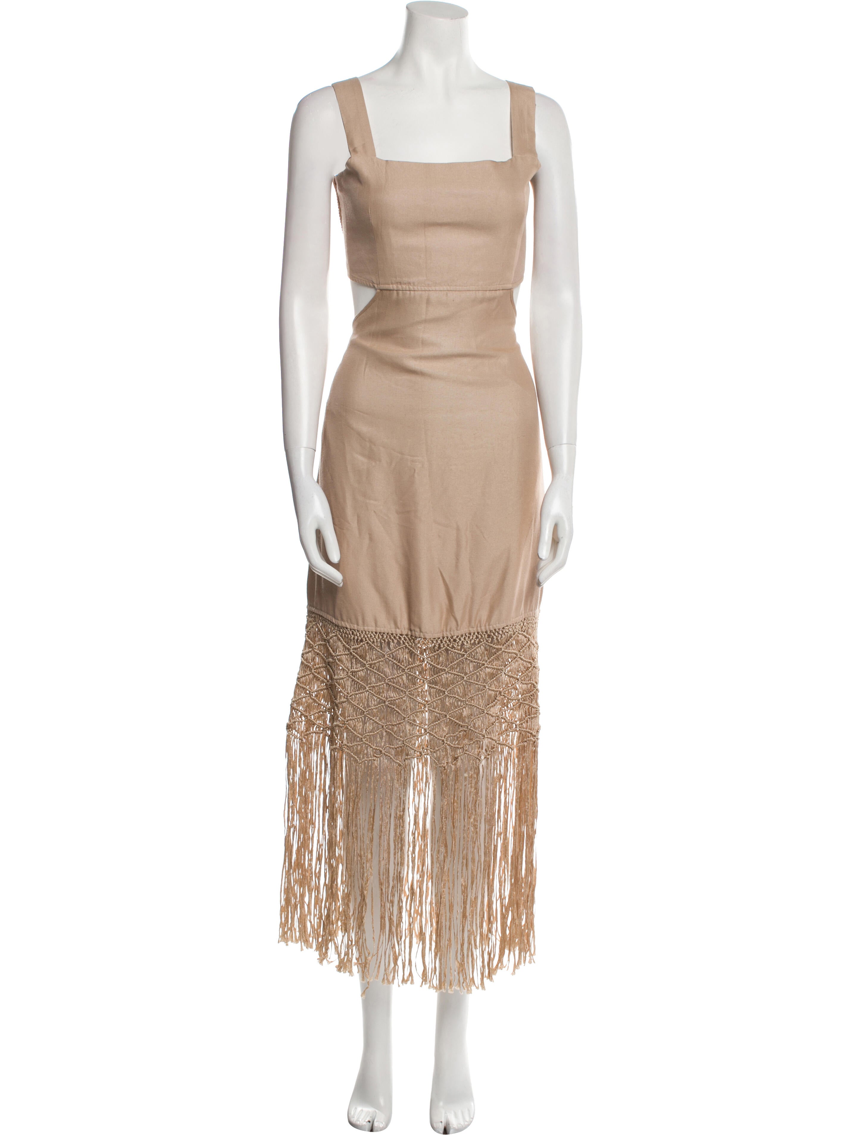 Intermix Square Neckline Long Dress - Brown Dresses, Clothing ...