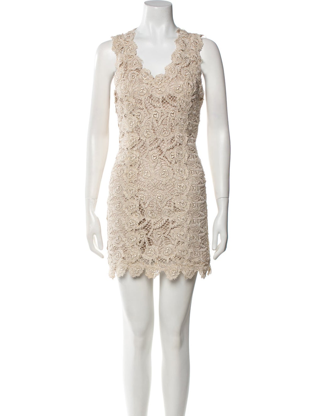 Intermix Lace Pattern Mini Dress - Neutrals Dresses, Clothing ...