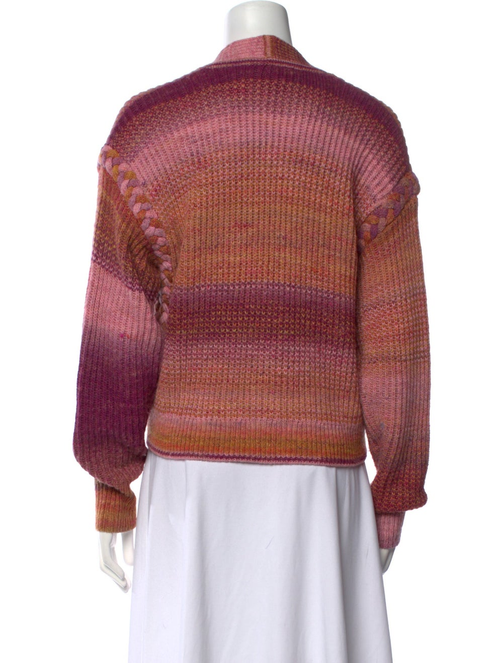 Intermix Striped V-Neck Sweater - Pink Knitwear, Clothing - WIX48838 ...