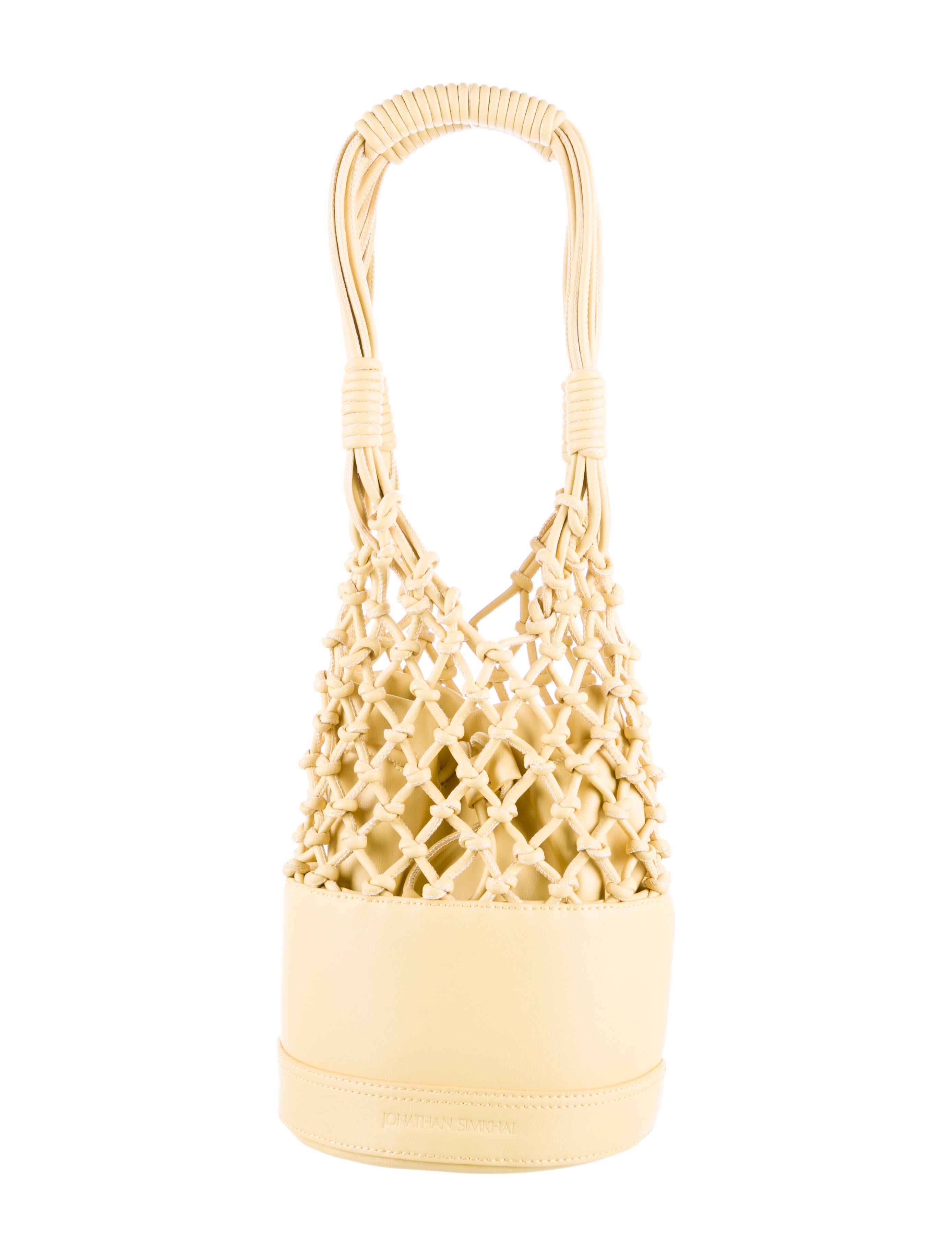 Jonathan Simkhai Leather Woven Bucket Bag - Yellow Bucket Bags ...