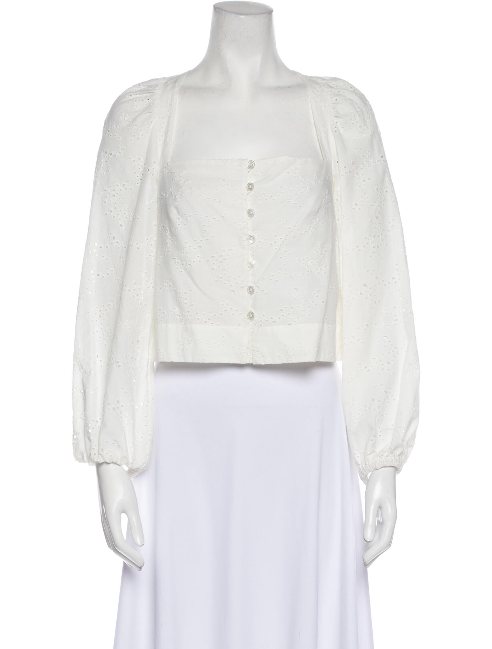 Jonathan Simkhai Square Neckline Long Sleeve Crop Top - White Tops ...