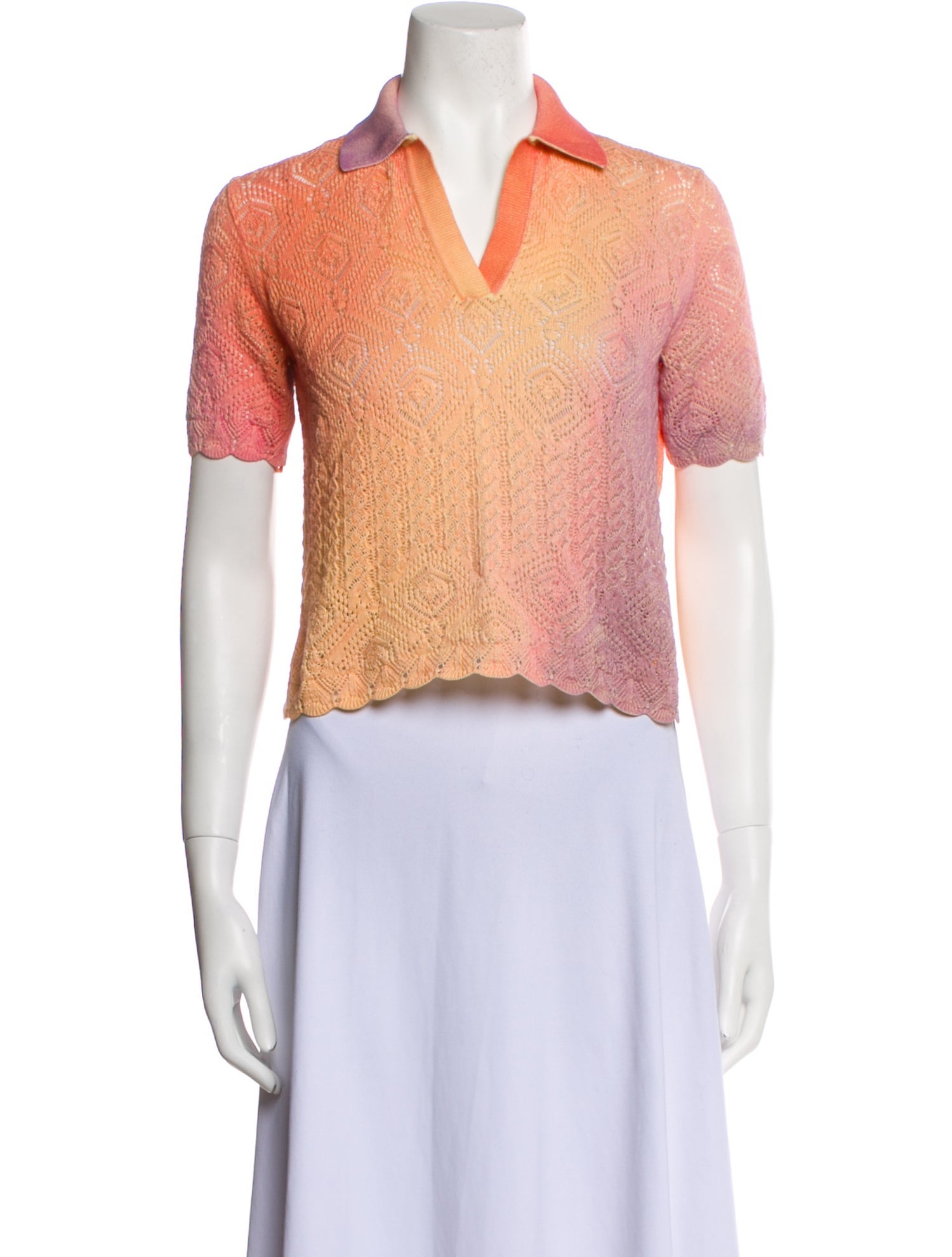 Jonathan Simkhai Colorblock Pattern Short Sleeve Crop Top - Orange Tops ...