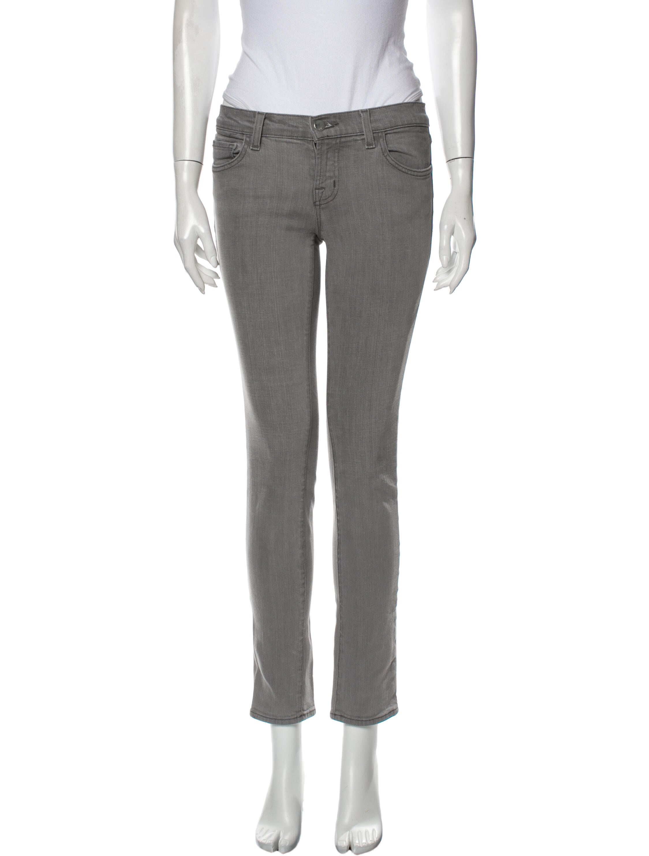 J Brand Low-Rise Skinny Leg Skinny Leg Jeans - 7.5" Rise, Grey Jeans ...