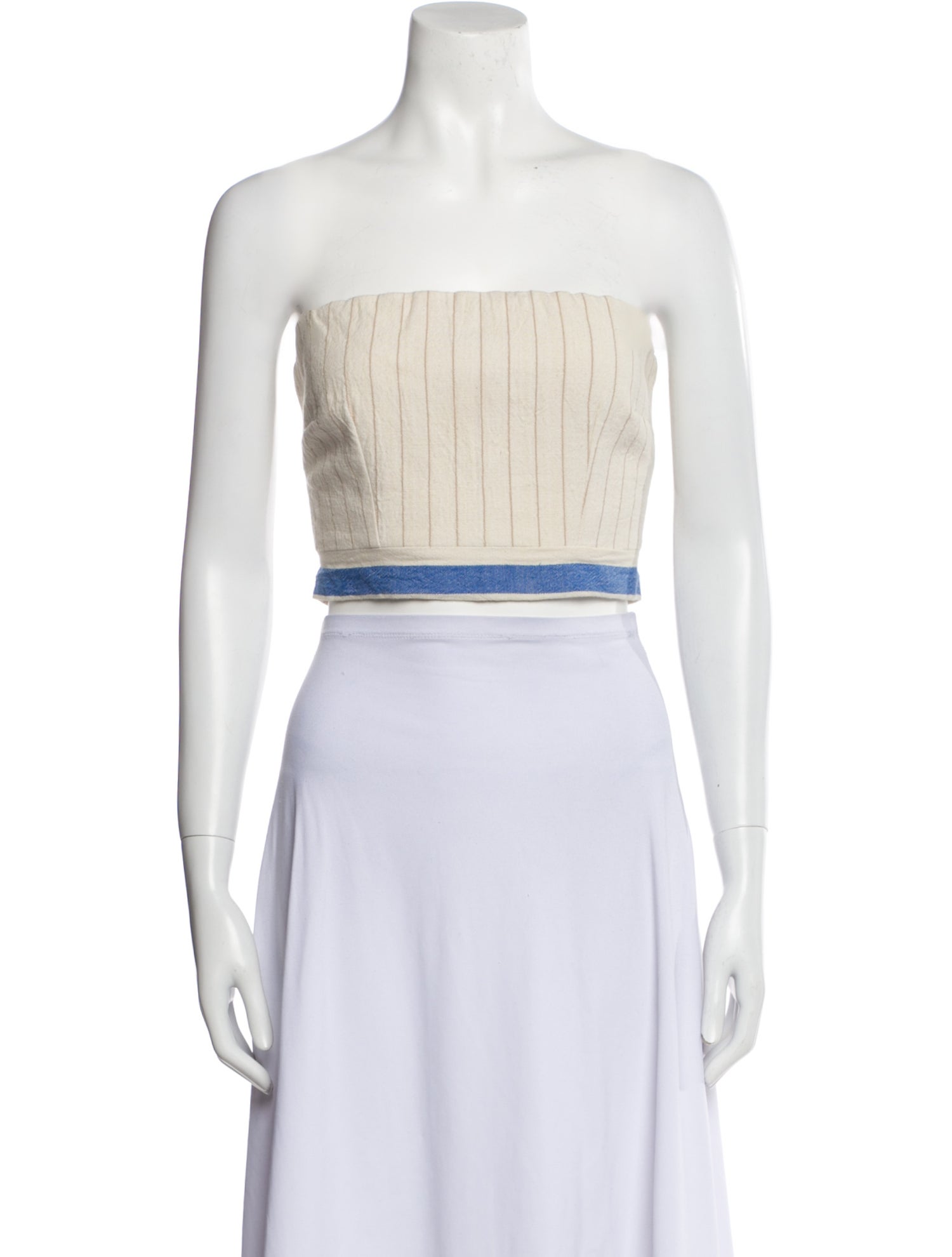 Just Bee Queen Colorblock Pattern Strapless Crop Top - Green Tops ...