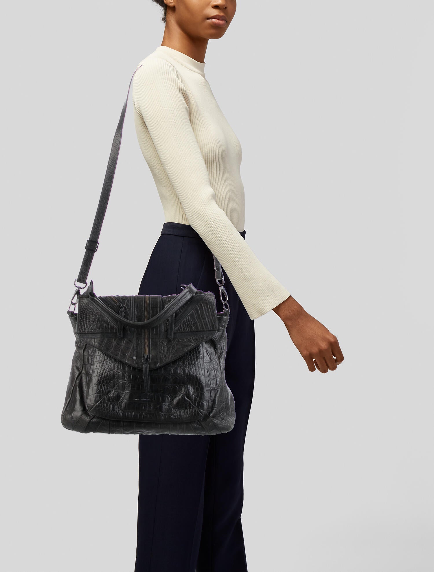 JC de Castelbajac Embossed Leather Shoulder Bag - Black Shoulder Bags ...