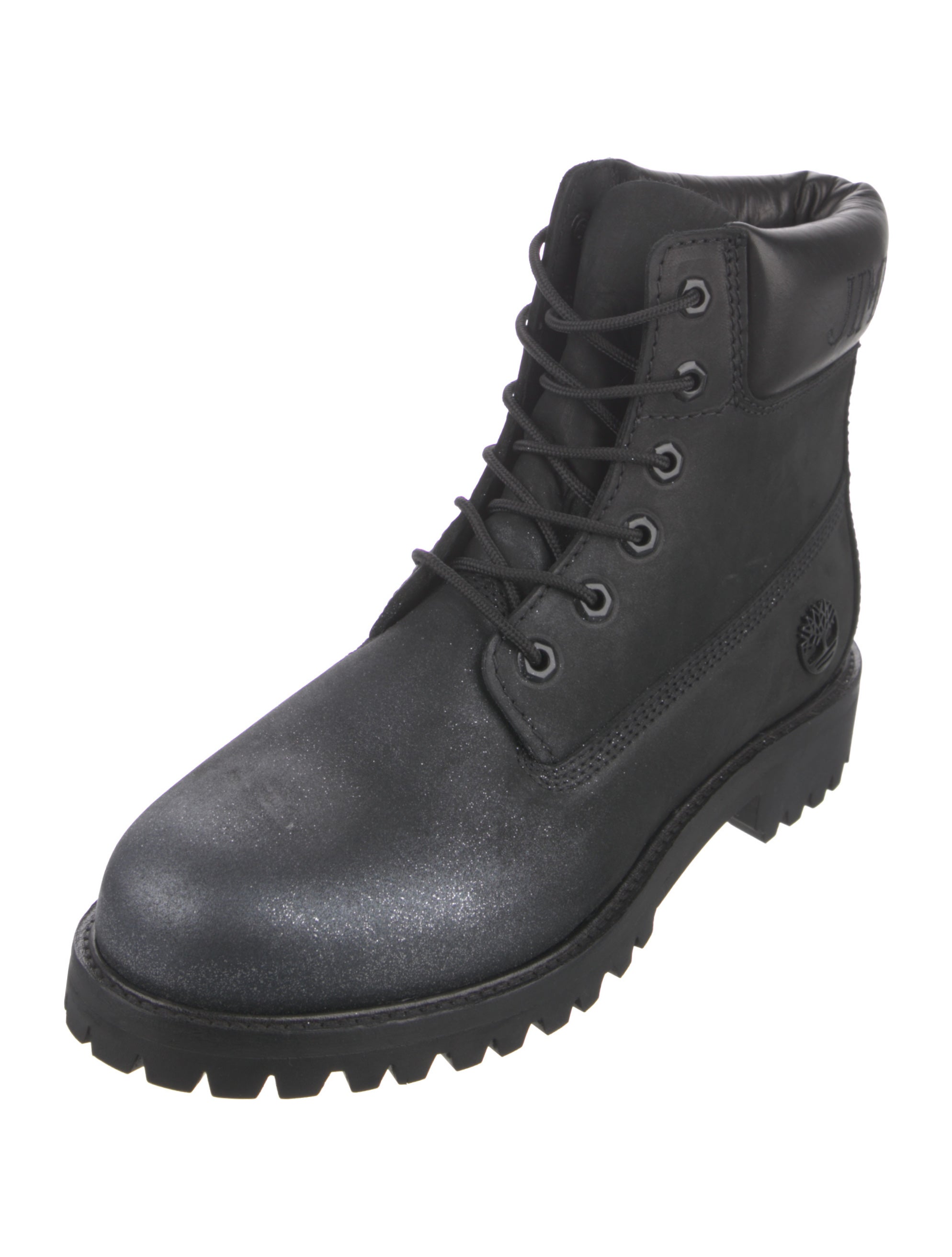 Jimmy Choo x Timberland Suede Glitter Accents Combat Boots - Black ...