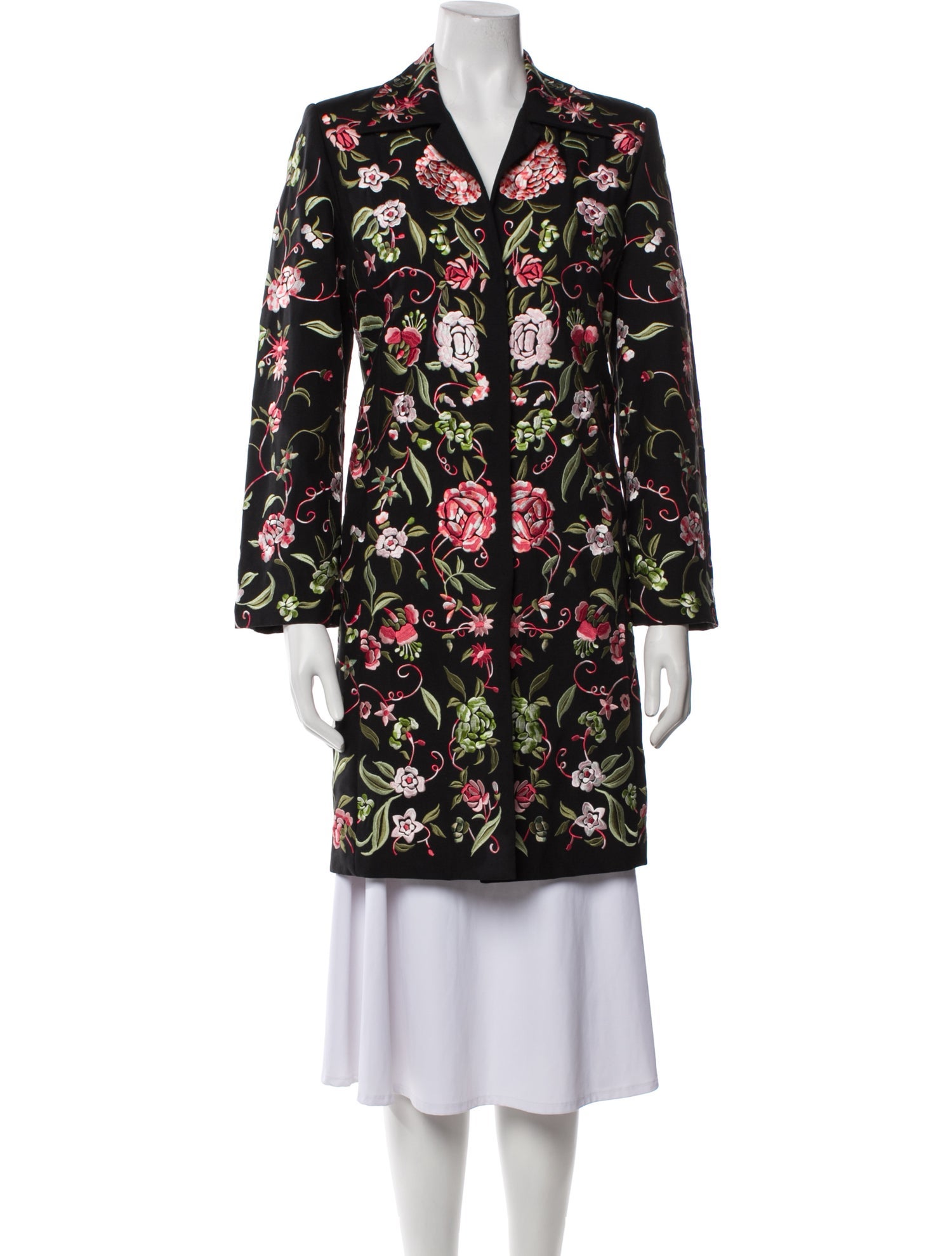 Juliana Collezione Silk Floral Print Peacoat - Black Coats, Clothing ...