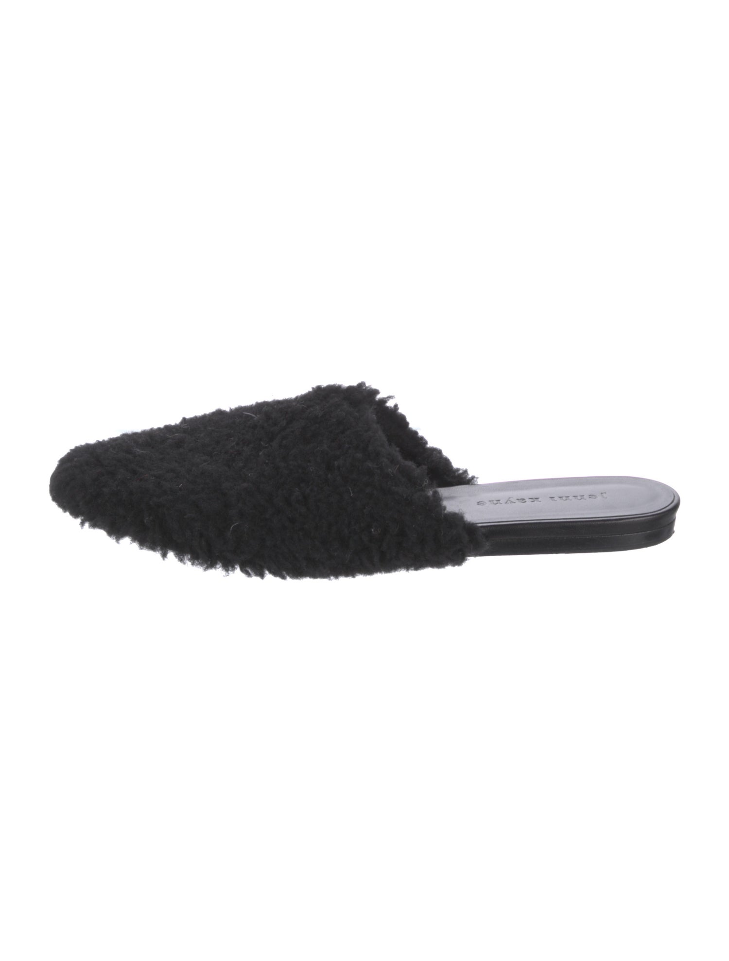 Jenni Kayne Shearling Mules - Black Flats, Shoes - WJK61637 | The RealReal
