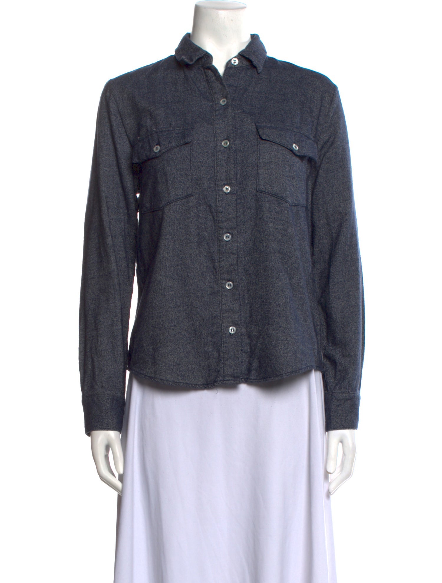 Jenni Kayne Long Sleeve Button-Up Top - Blue Tops, Clothing - WJK69927 ...