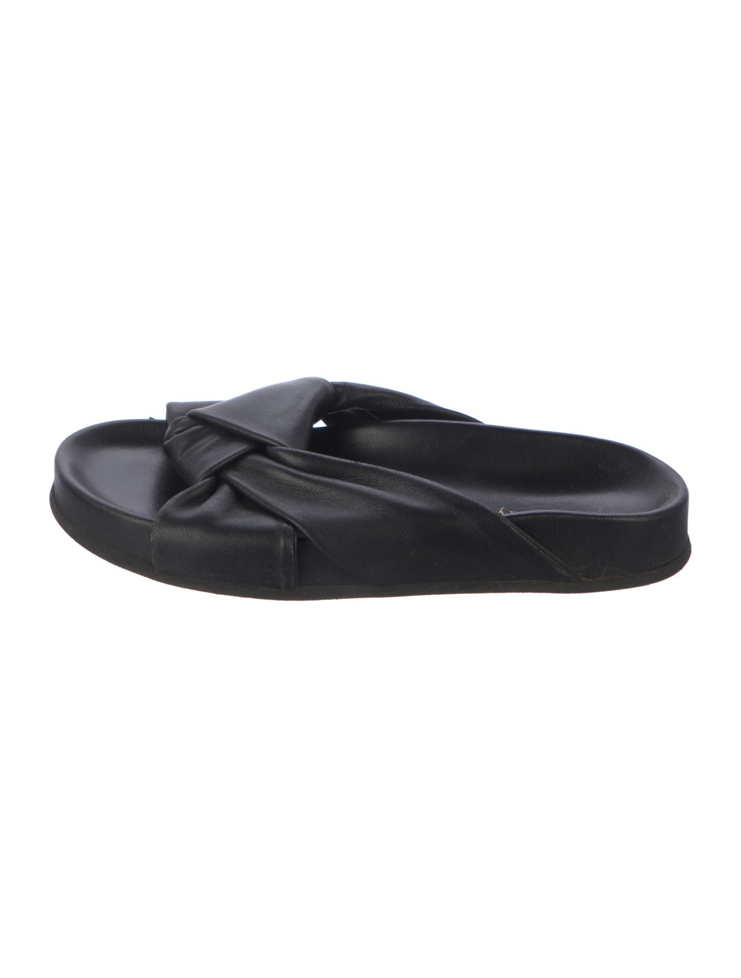 Jenni Kayne Leather Slides - Black Sandals, Shoes - WJK72273 | The RealReal