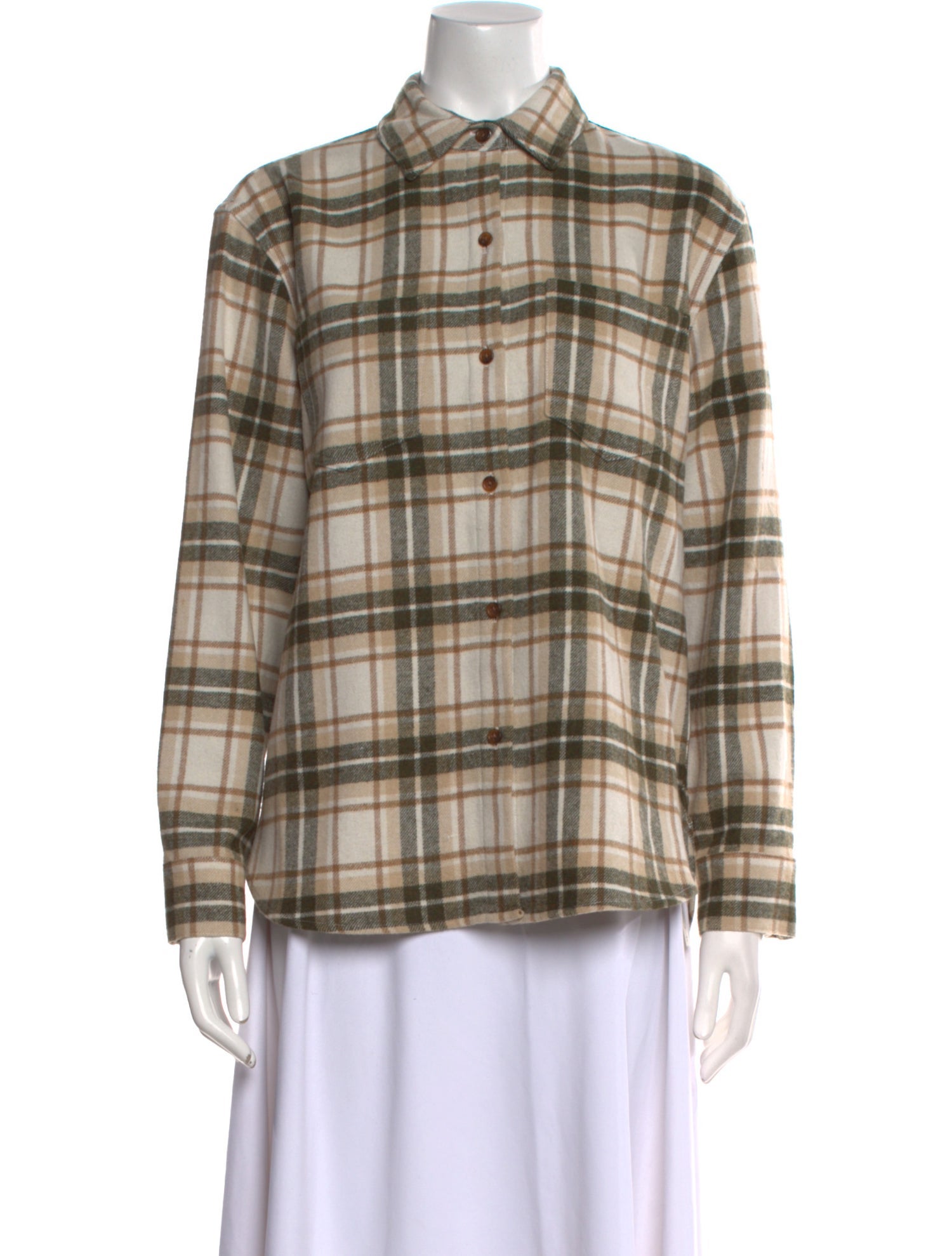 Jenni Kayne Wool Plaid Print Button-Up Top - Neutrals Tops, Clothing ...