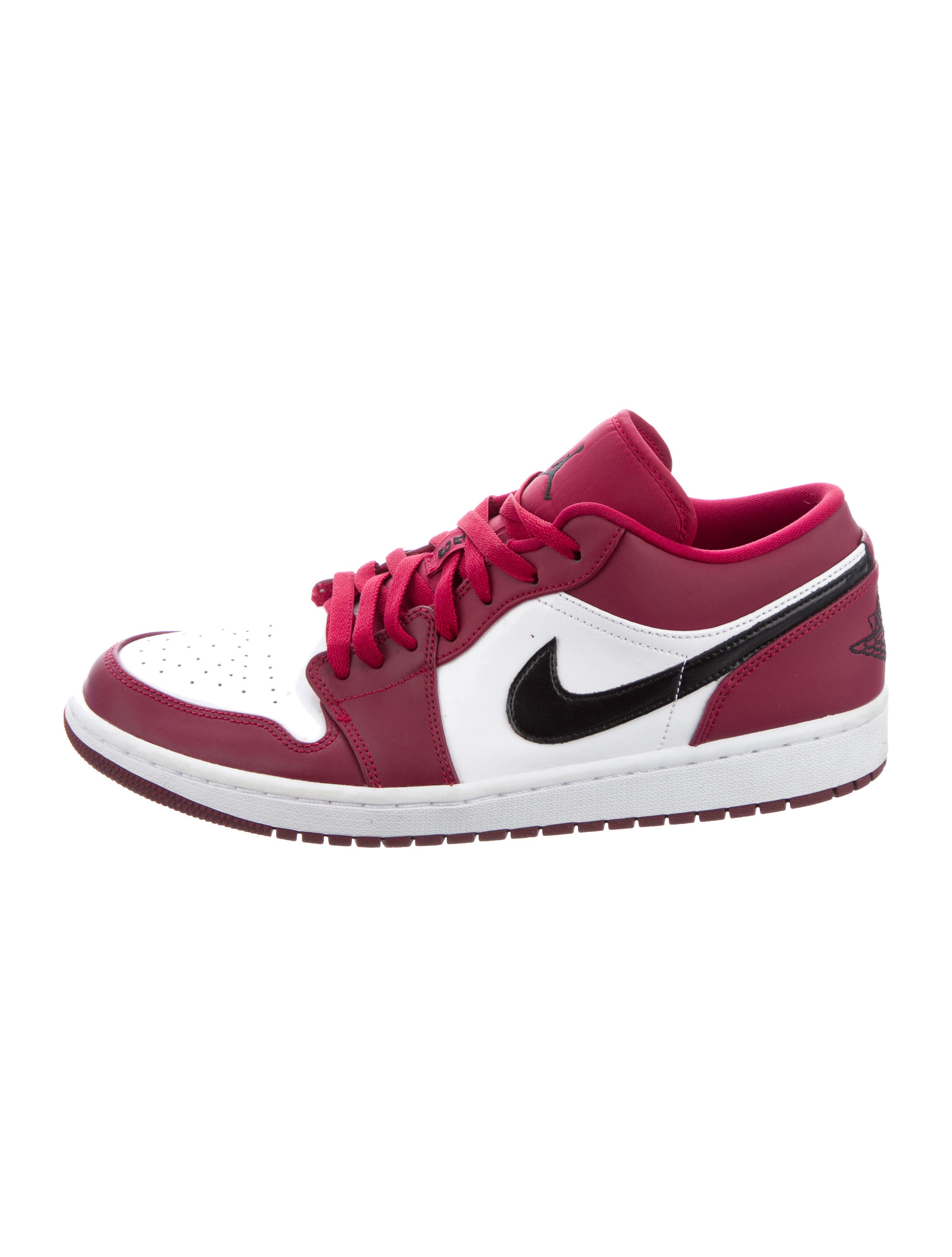 Jordan Leather Colorblock Pattern Athletic Sneakers - Burgundy Sneakers ...