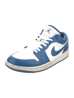 Jordan Leather Colorblock Pattern Athletic Sneakers - Blue Sneakers ...