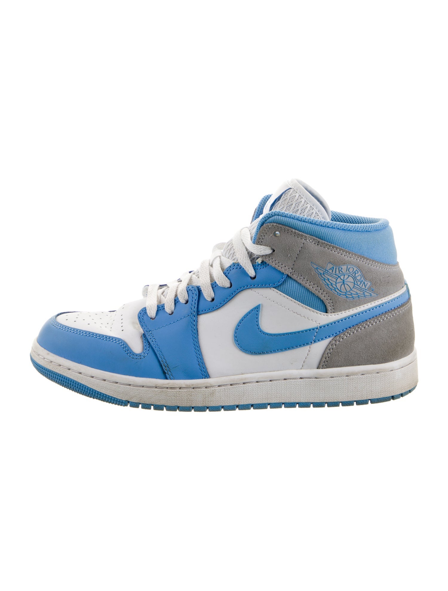 Jordan Leather Colorblock Pattern Athletic Sneakers - Blue Sneakers ...