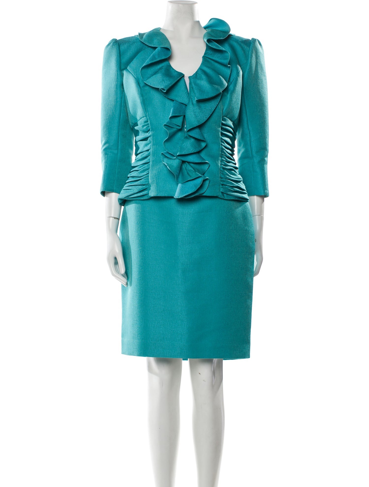 Jovani Ruffle Embellishment Skirt Suit - Blue Suits and Sets, Clothing ...